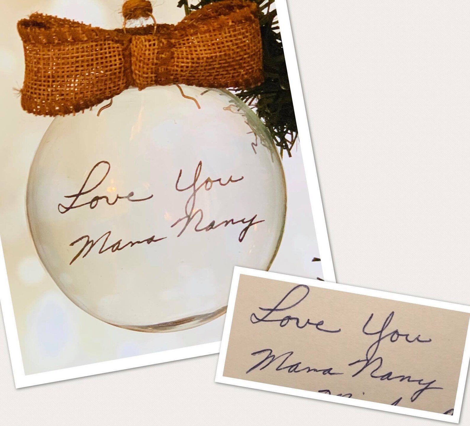 Handwriting Keepsake Handwritten Gift Handwriting Ornament | Etsy