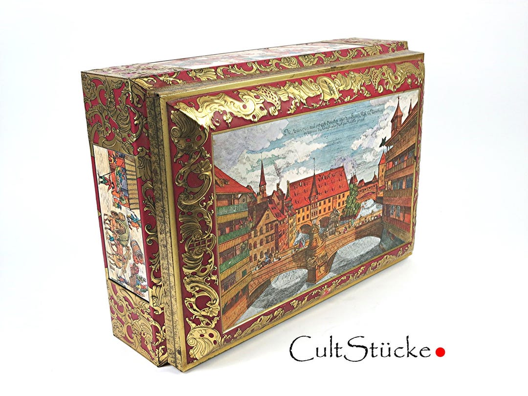 Vintage Holiday Chest Tin Chest Nuremberg Gingerbread E. Otto Schmidt ...