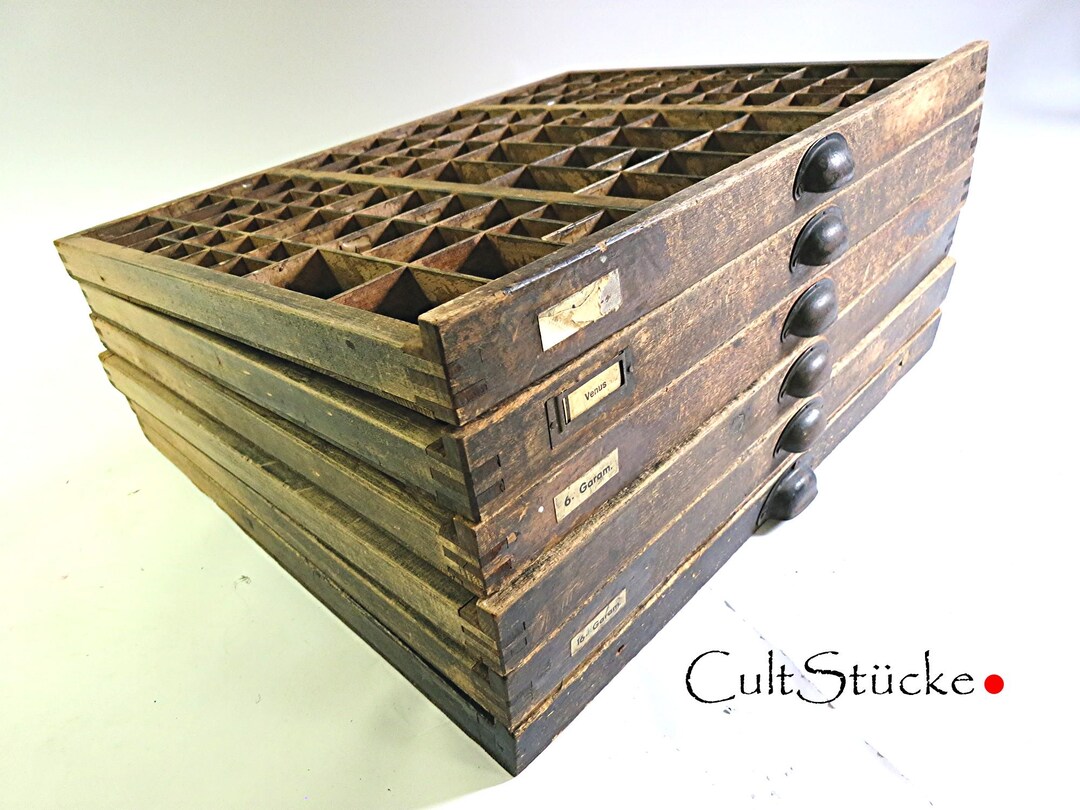 Antique Type Case Circa 1900, Letterpress Printing Drawer, Wooden ...