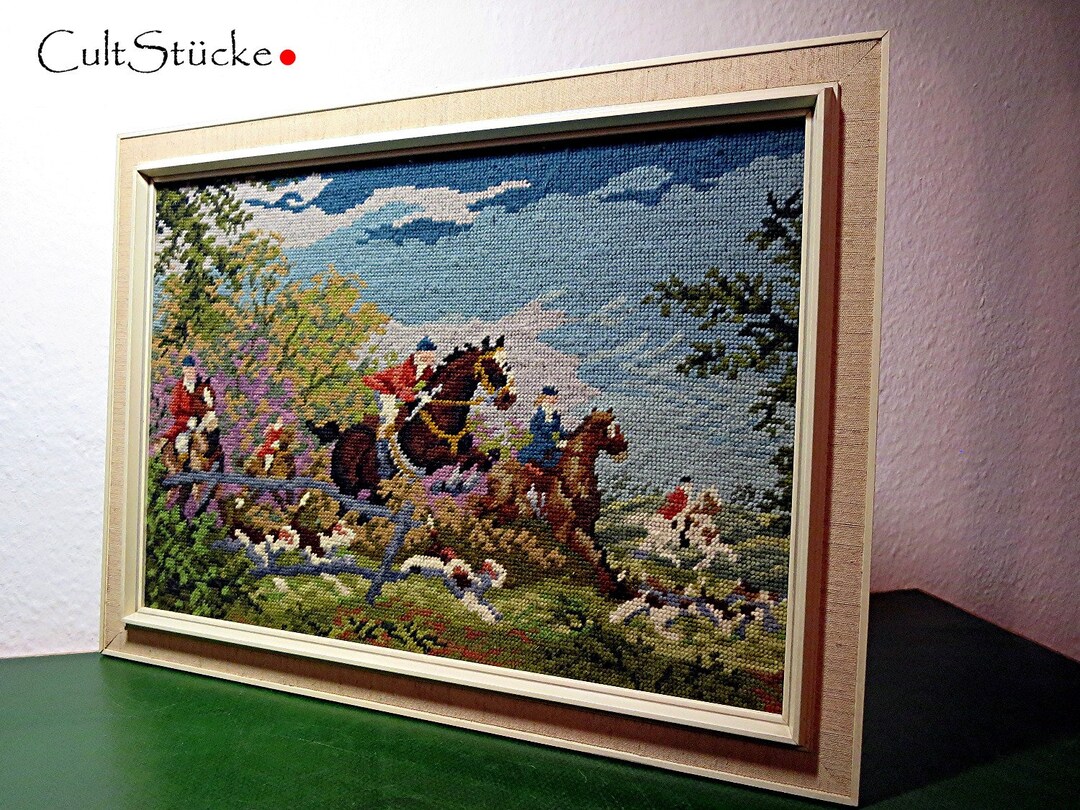 Vintage 60s Classic Frame Picture Frame With Tapestry Picture Hunting ...