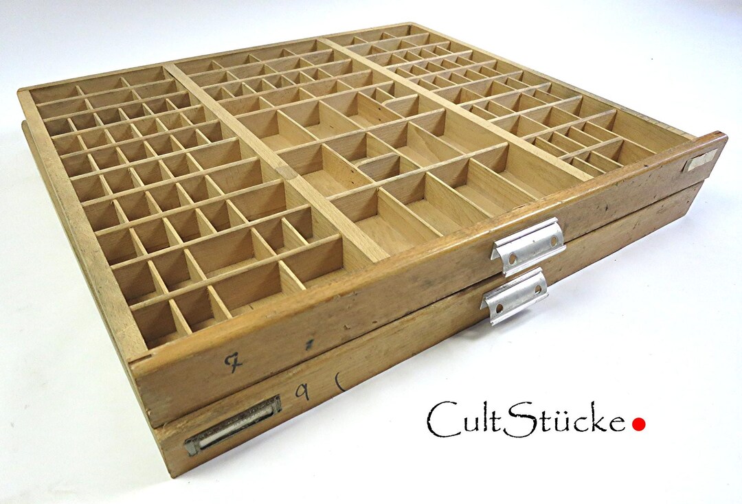 Vintage Type Case Letterpress Printing Drawer Drawer Wood Industrial ...