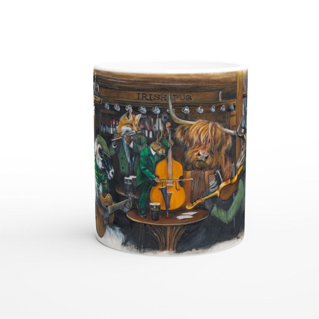 Hairy Craic - Highland Cow in an Irish Pub Mug | Funny Animal Mug ...