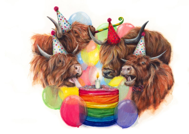 A Highland Birthday birthday Card Highland Cow Card | Etsy