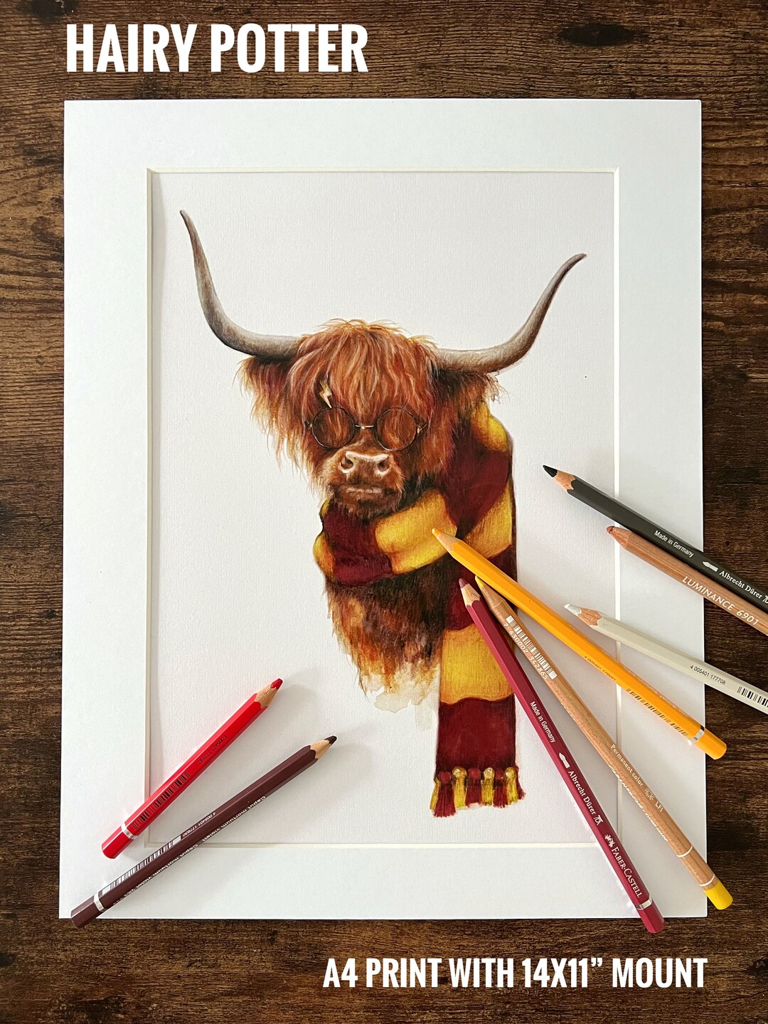 Hairy Potter (art Print) | Highland Cow Print | Highland Cow Art ...