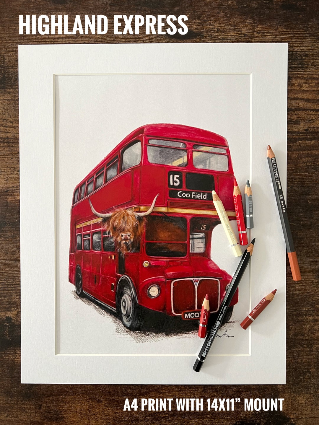 Highland Express art Print Highland Cow Print Highland Cow Art Scottish ...