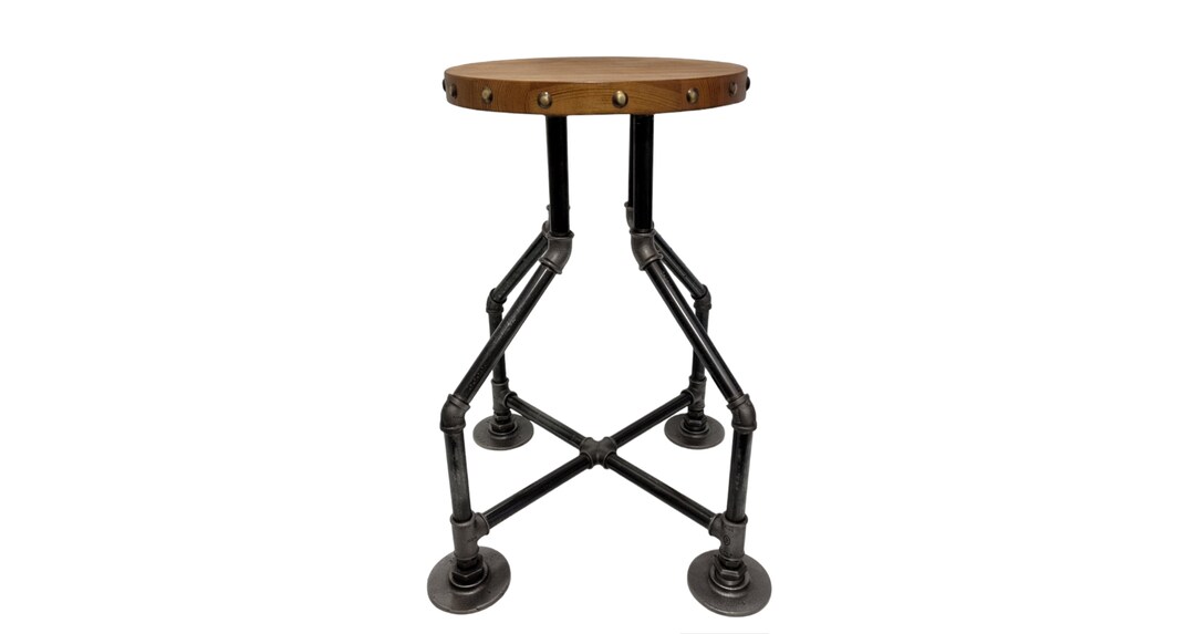 Industrial Stool, Industrial Pipe Stool, Bar Stool, Rustic Stool, Metal ...