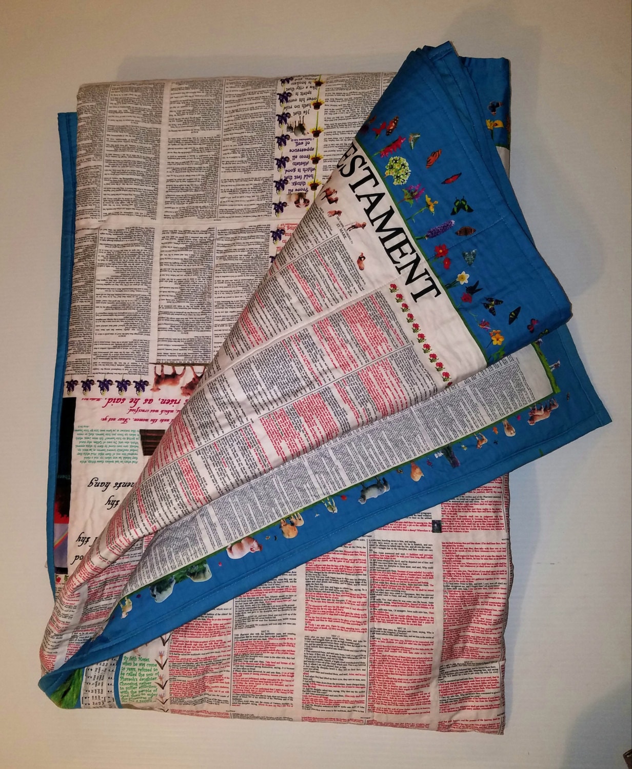 Bible Blanket. Entire Bible on Beautifully Decorated Queen Size Quilt ...