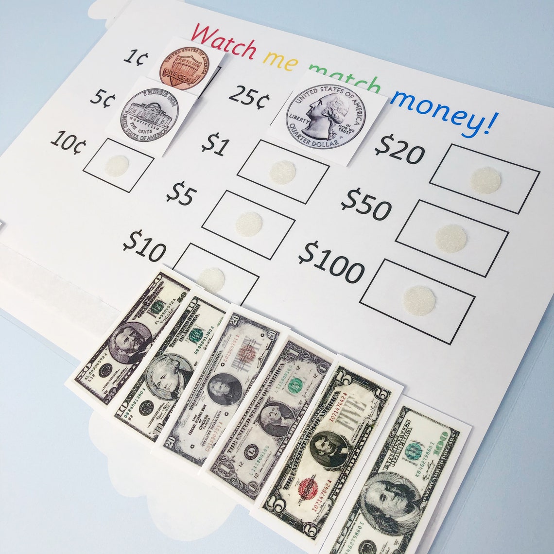 US Money Learn Coins Learning Sheet Maths Games | Etsy