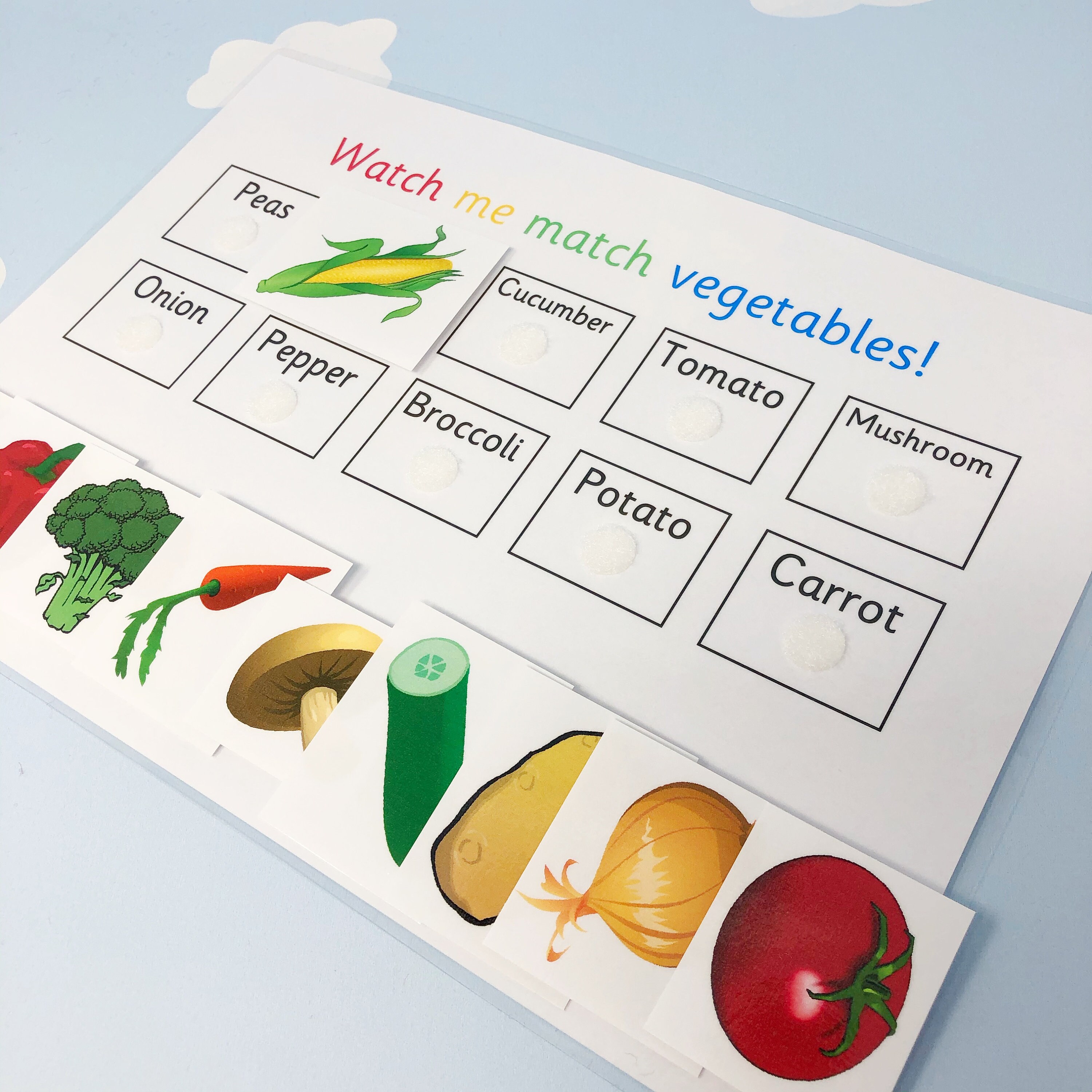 Vegetable Matching Activities Learning Sheet Matching | Etsy