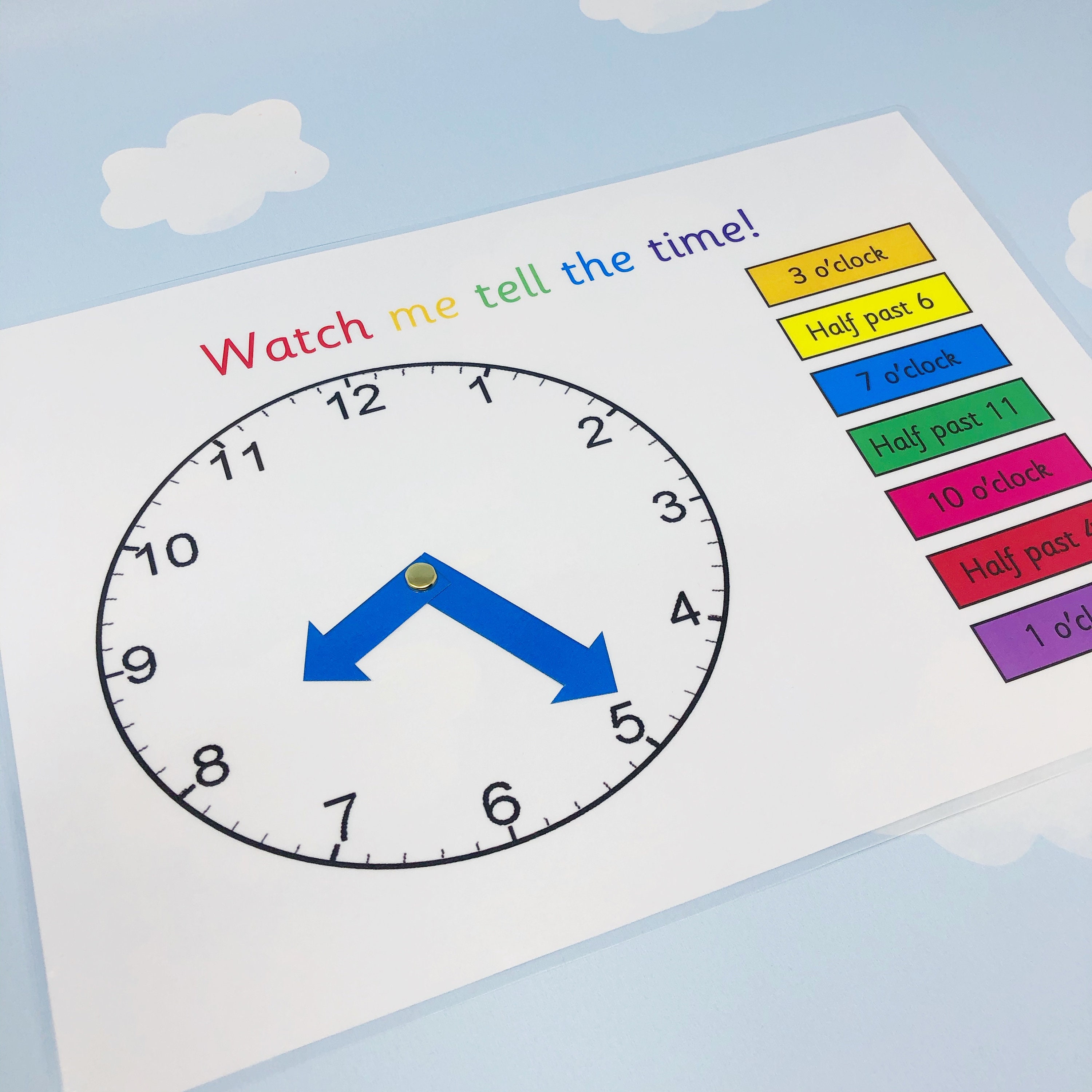 Telling the Time Practice Clock Teaching Clock Learning | Etsy