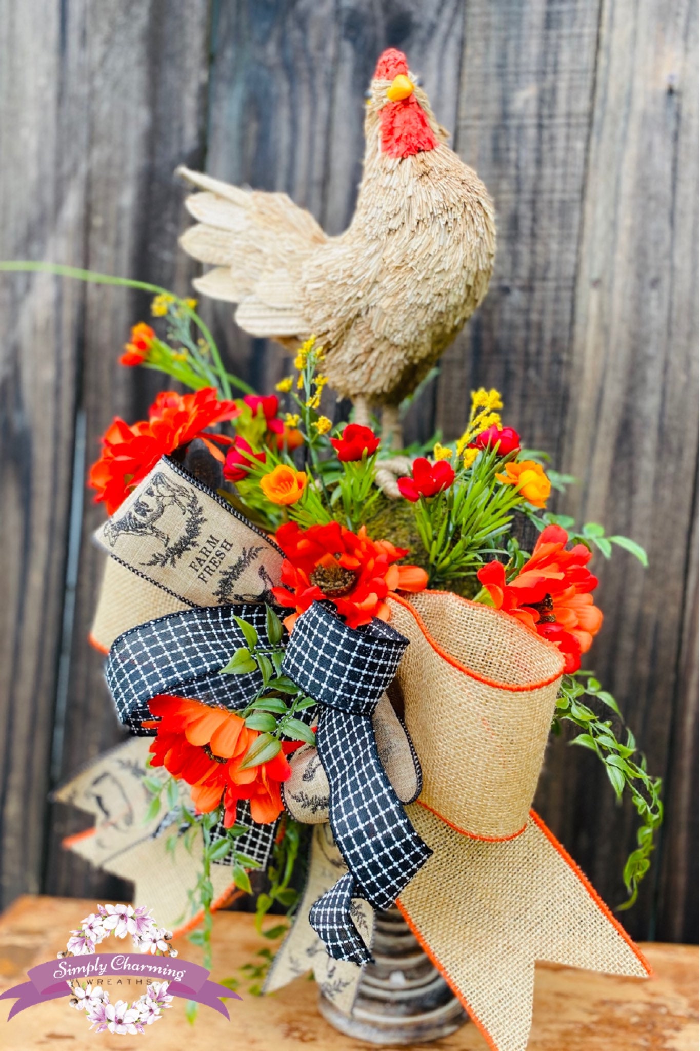 Chicken Centerpiece, Sunflower and Chicken Centerpiece, Farmhouse ...