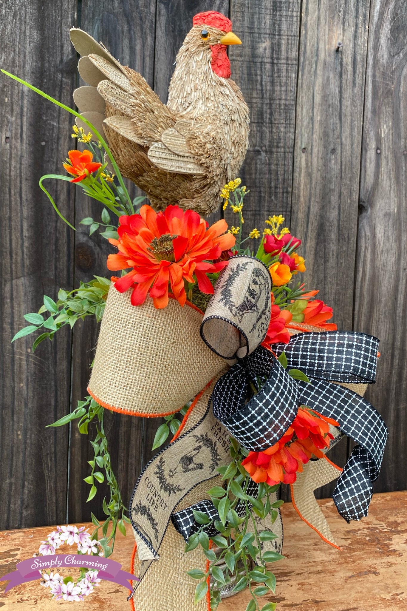 Chicken Centerpiece, Sunflower and Chicken Centerpiece, Farmhouse ...