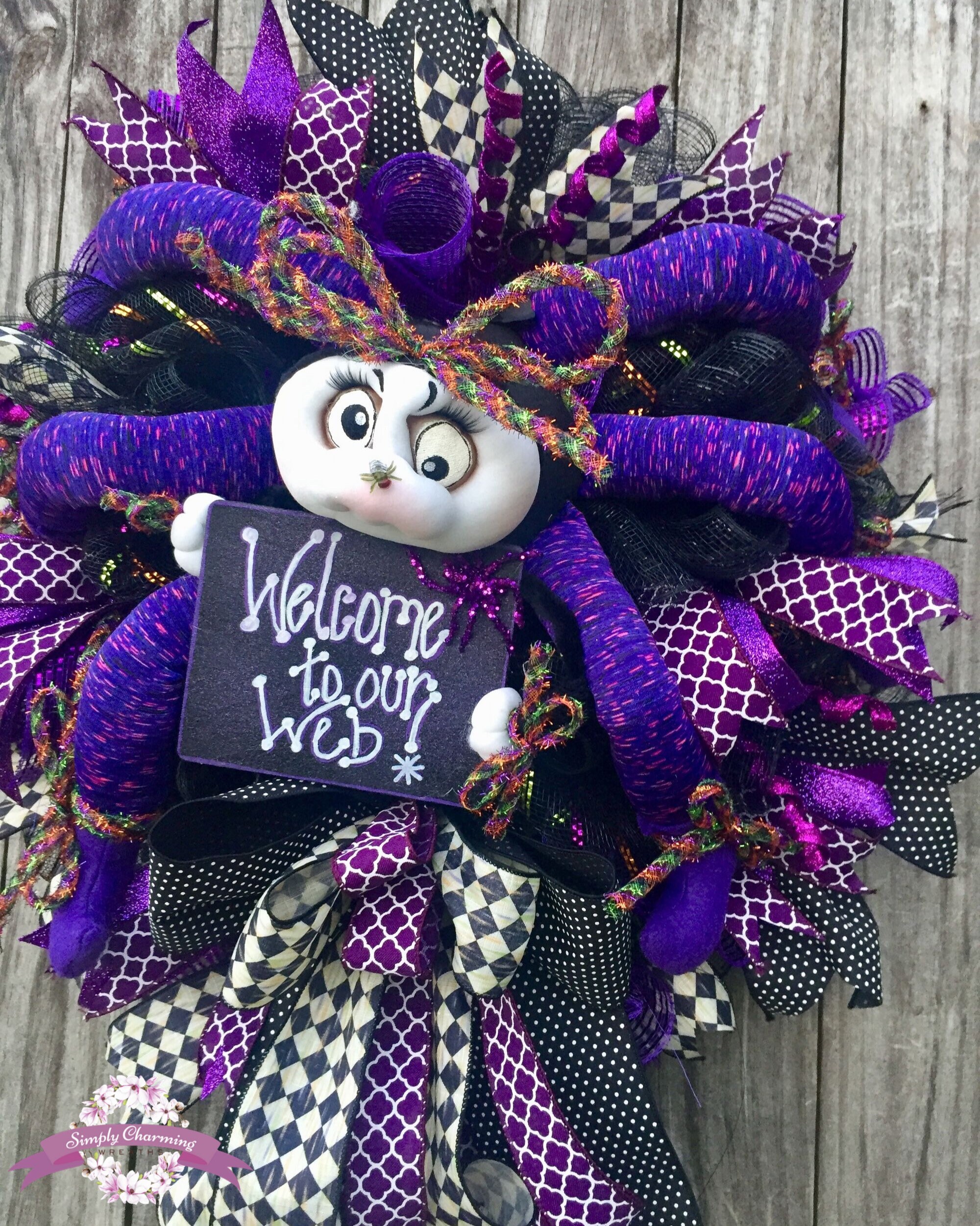 Halloween Spider Wreath, Halloween Wreath For Front Door, Purple ...