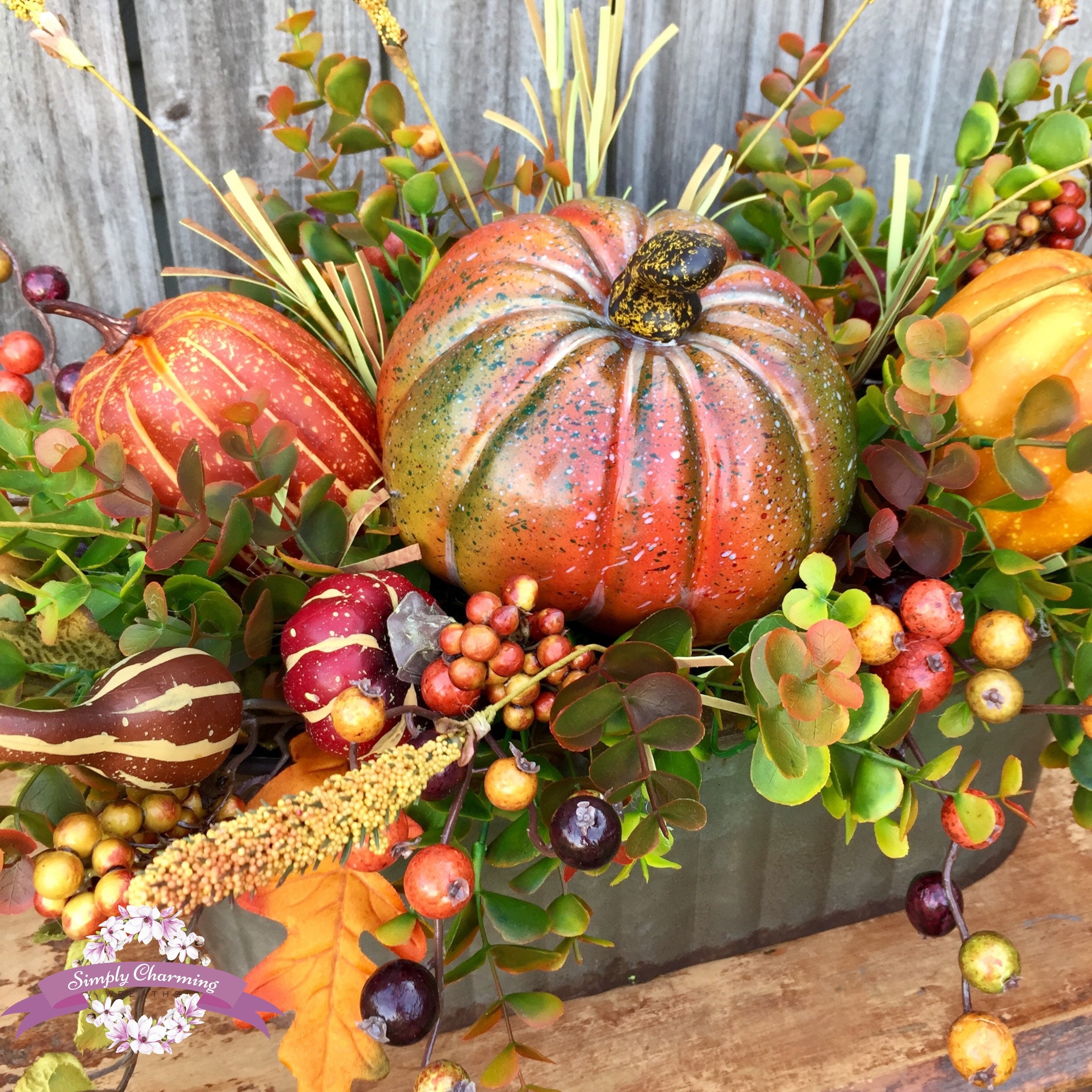 Fall Pumpkin Centerpiece, Fall Mantel Decor, Fall Table top Decor