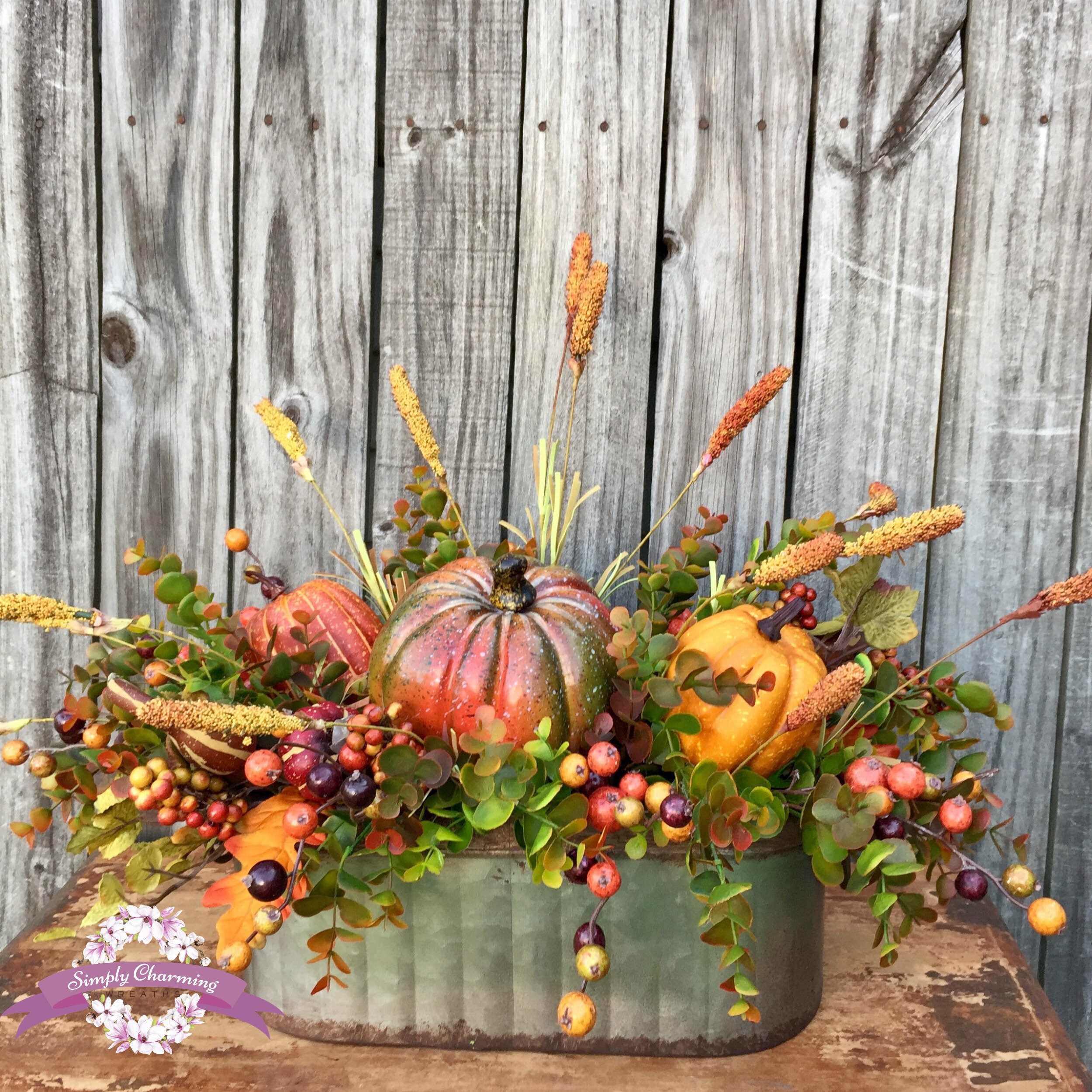 Fall Pumpkin Centerpiece, Fall Mantel Decor, Fall Table top Decor