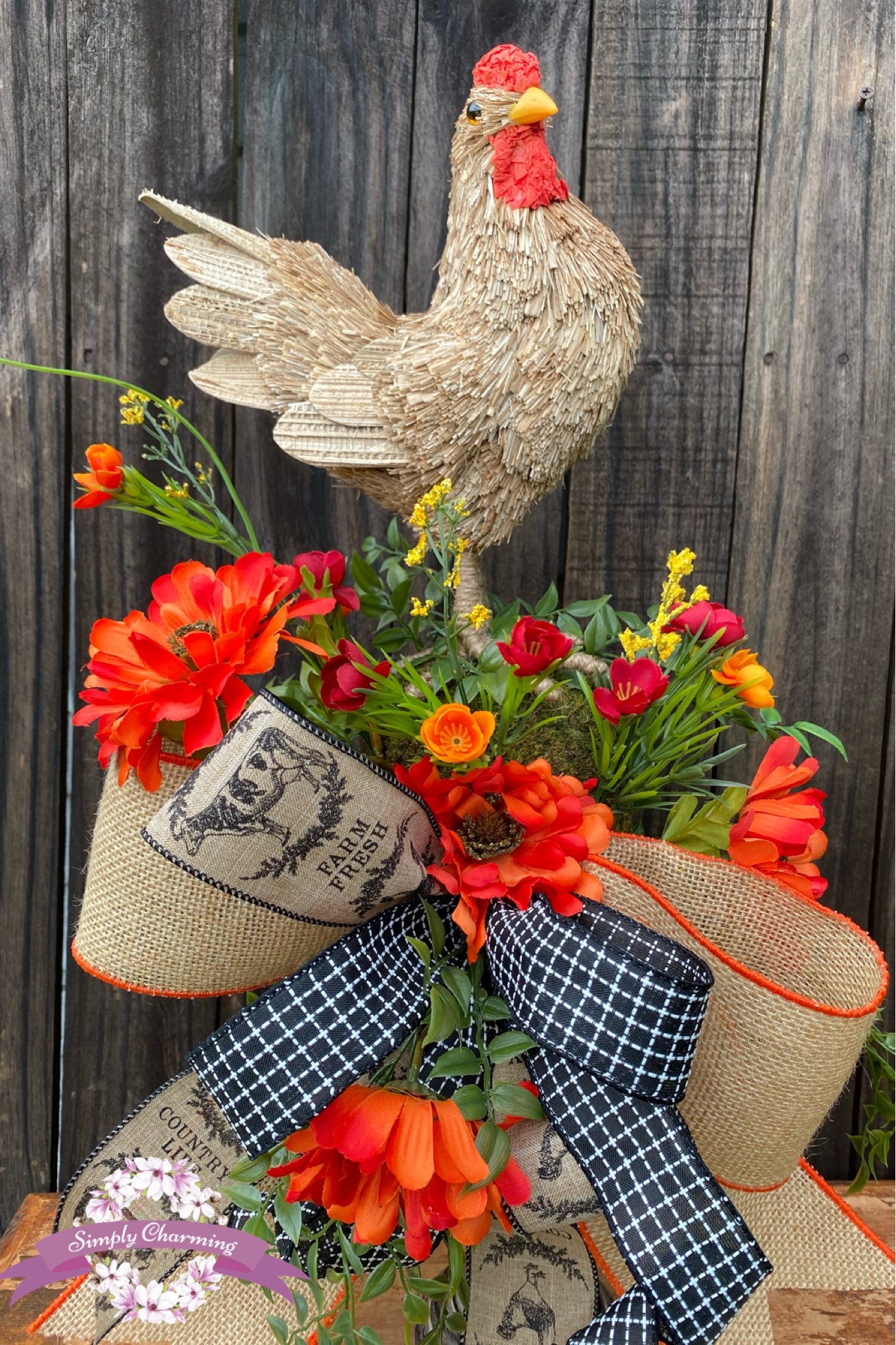 Chicken Centerpiece, Sunflower and Chicken Centerpiece, Farmhouse ...
