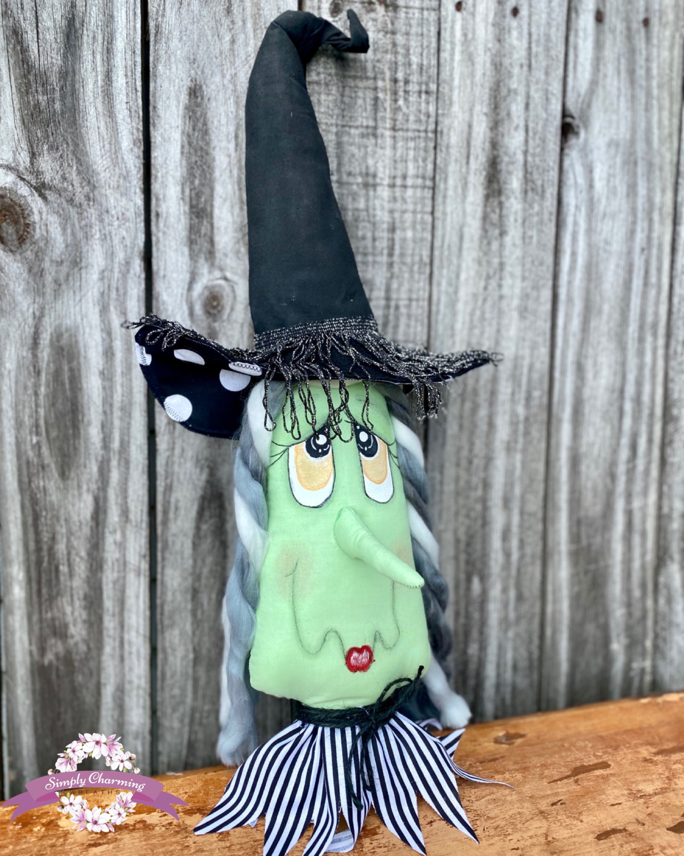 Witch Wreath Attachment, Green Witch, Halloween Wreath Attachment