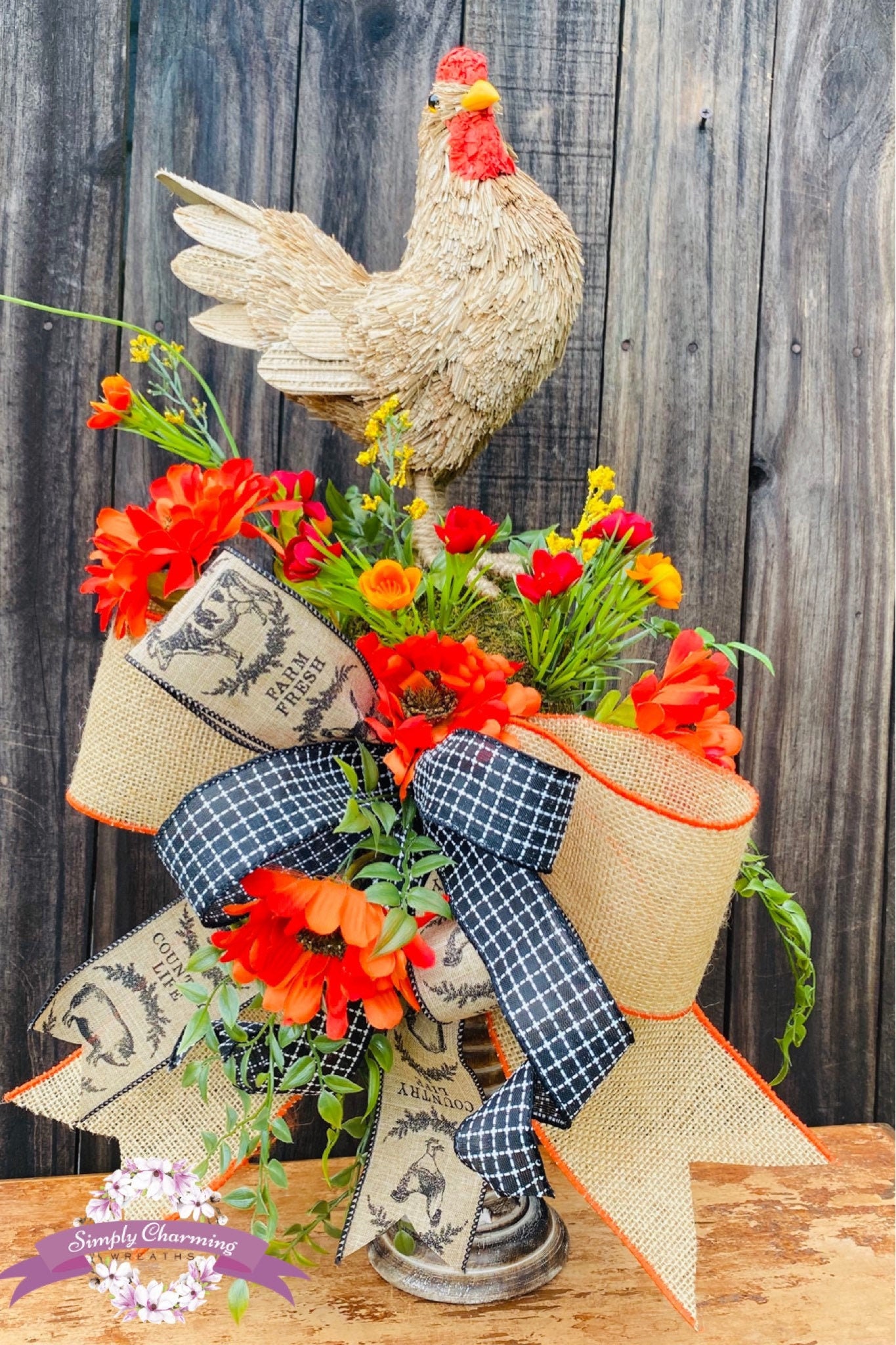 Chicken Centerpiece, Sunflower and Chicken Centerpiece, Farmhouse ...