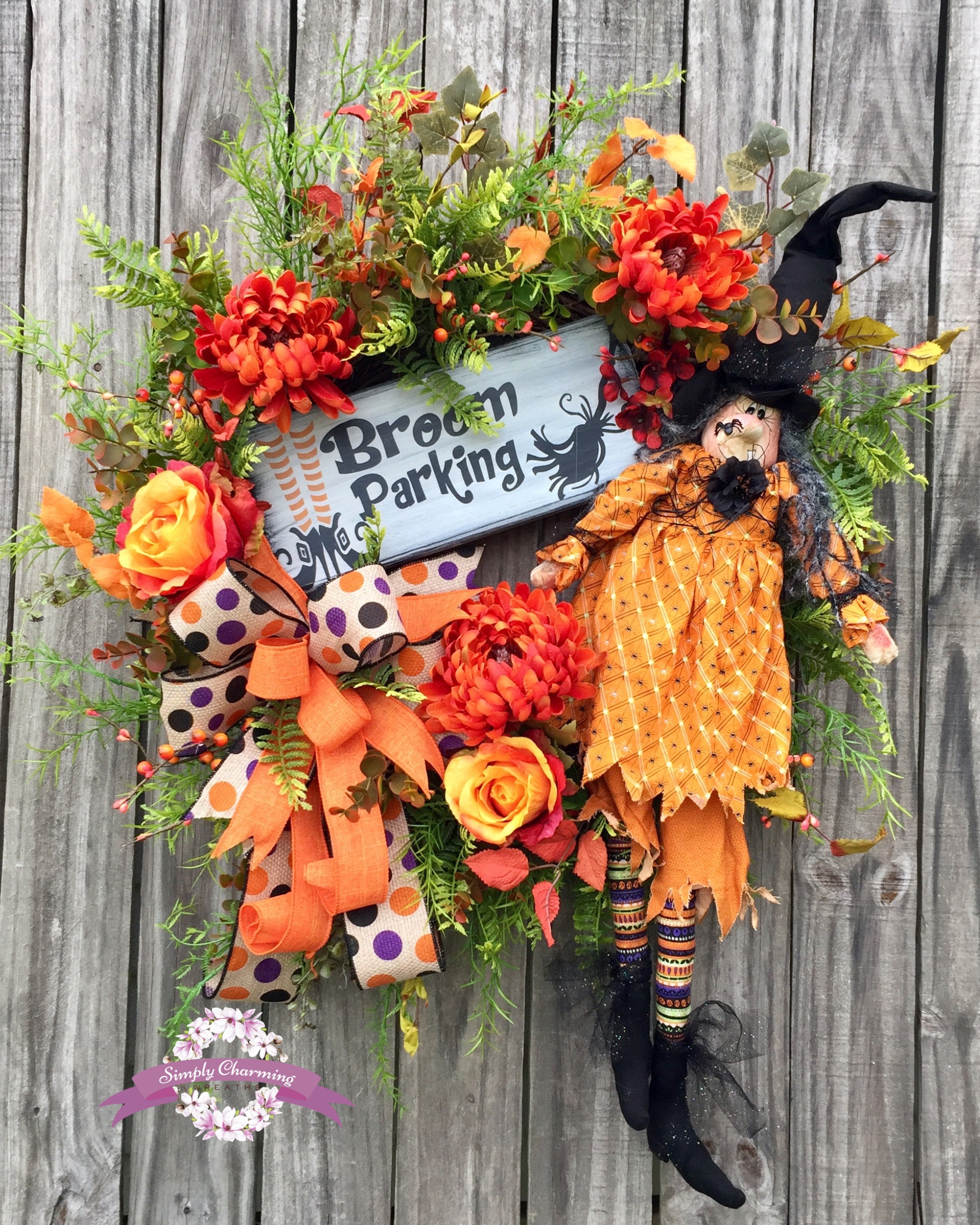 RESERVED ~Halloween Witch Wreath, Halloween Wreath, Fall Wreath, Witch ...
