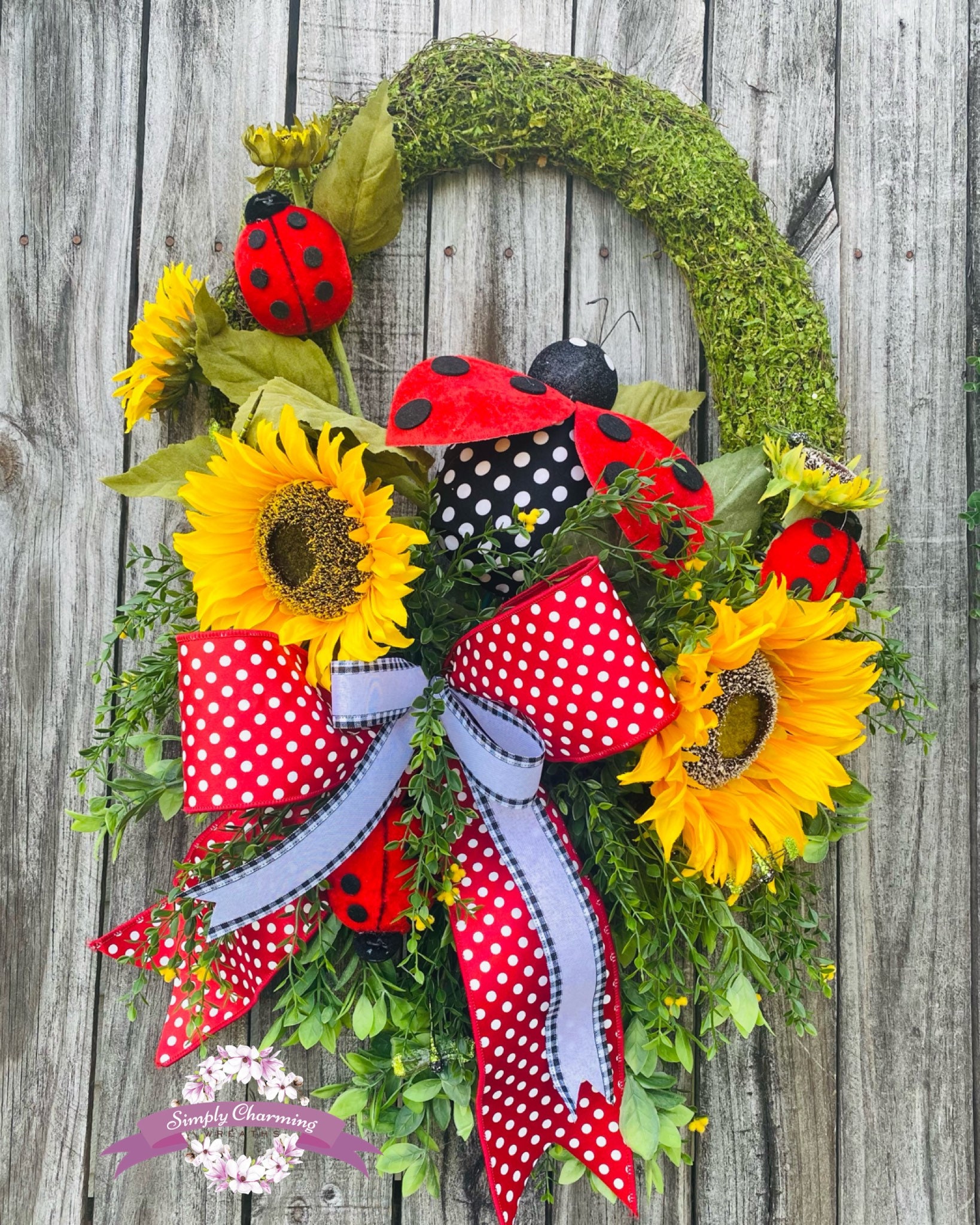 Ladybug Wreath, Front Door Wreath, Summer Ladybug Wreath, Summer ...