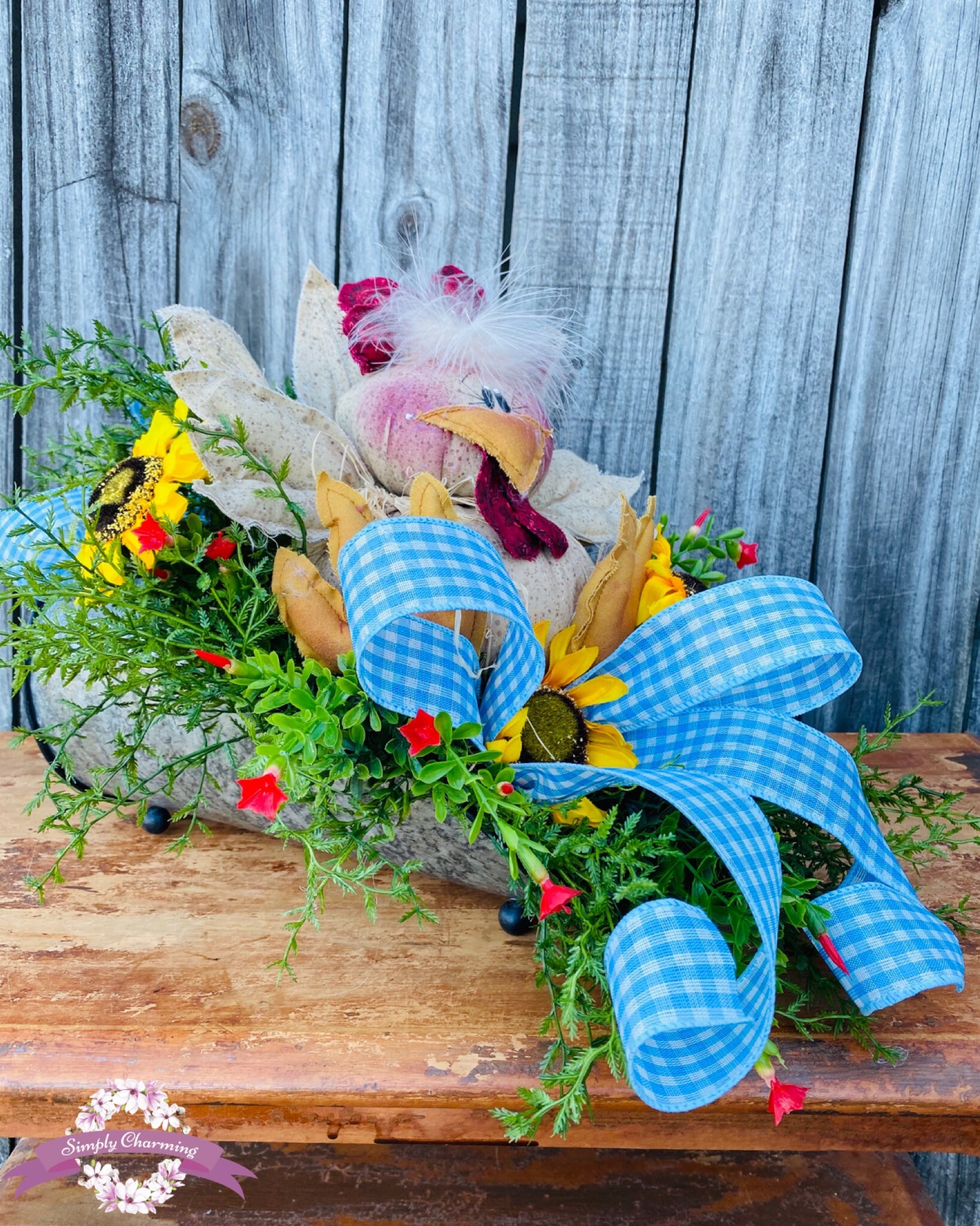 RESERVED FOR MARY~Chicken and Sunflower Centerpiece, Farmhouse ...