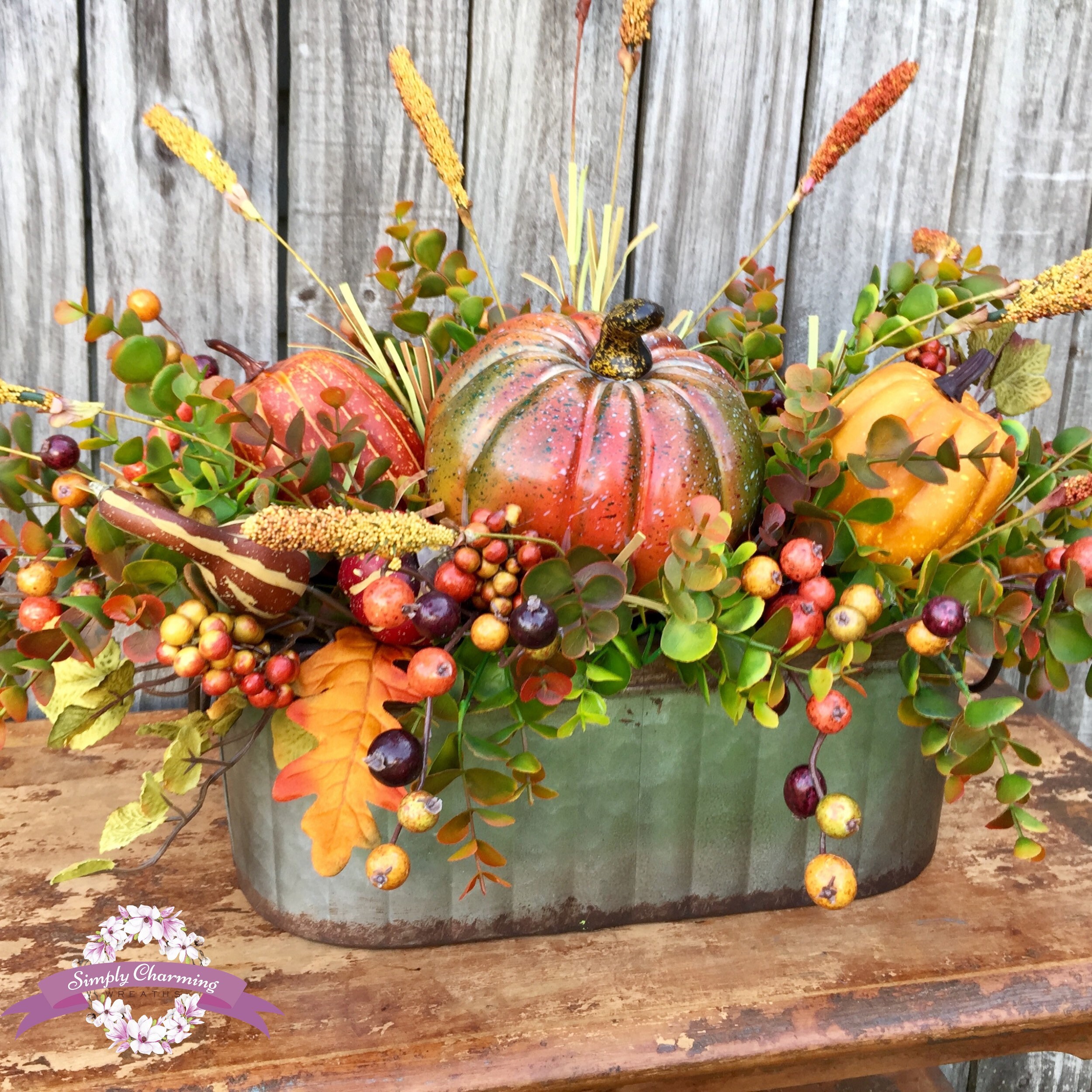Fall Pumpkin Centerpiece, Fall Mantel Decor, Fall Table top Decor