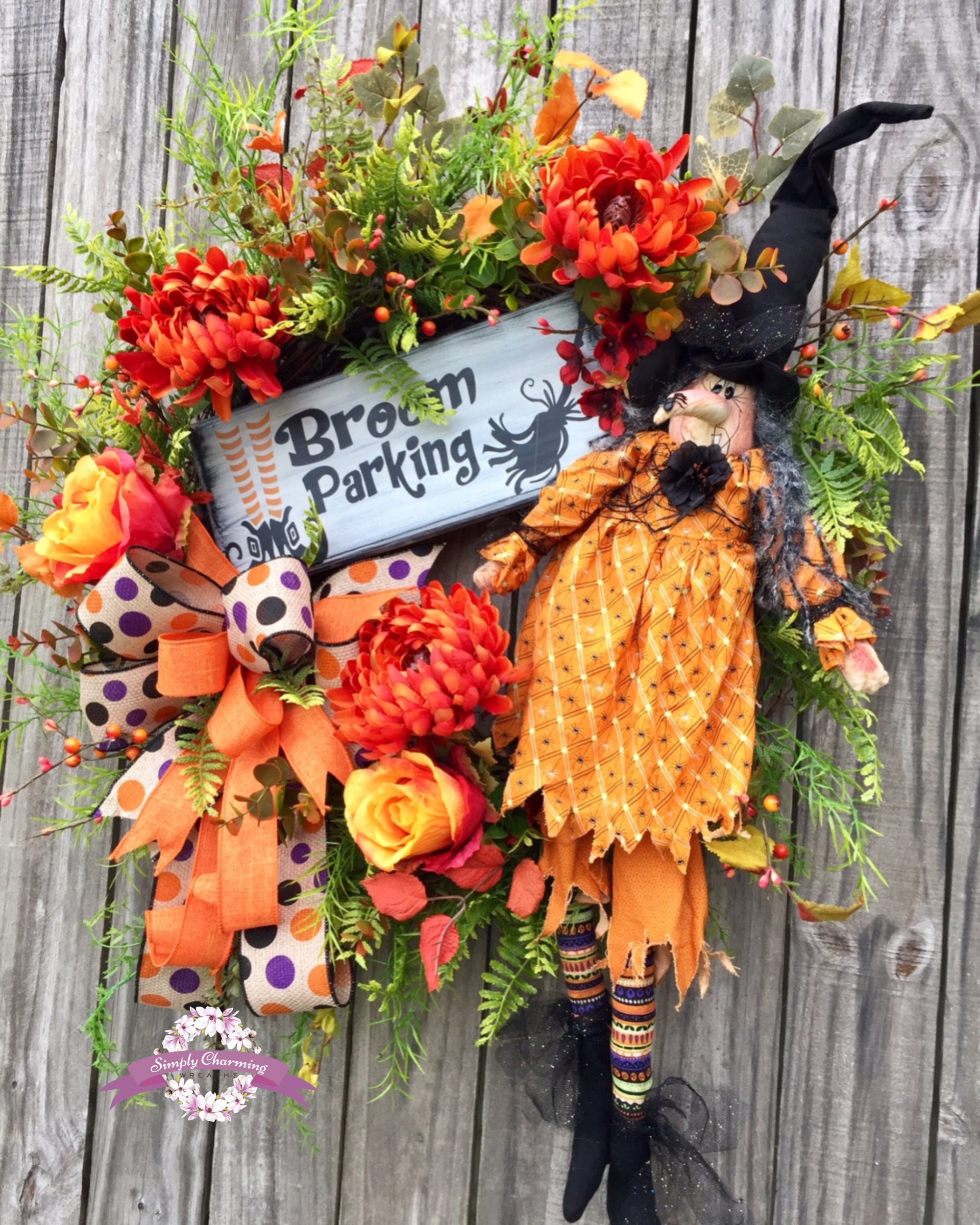 RESERVED ~Halloween Witch Wreath, Halloween Wreath, Fall Wreath, Witch ...