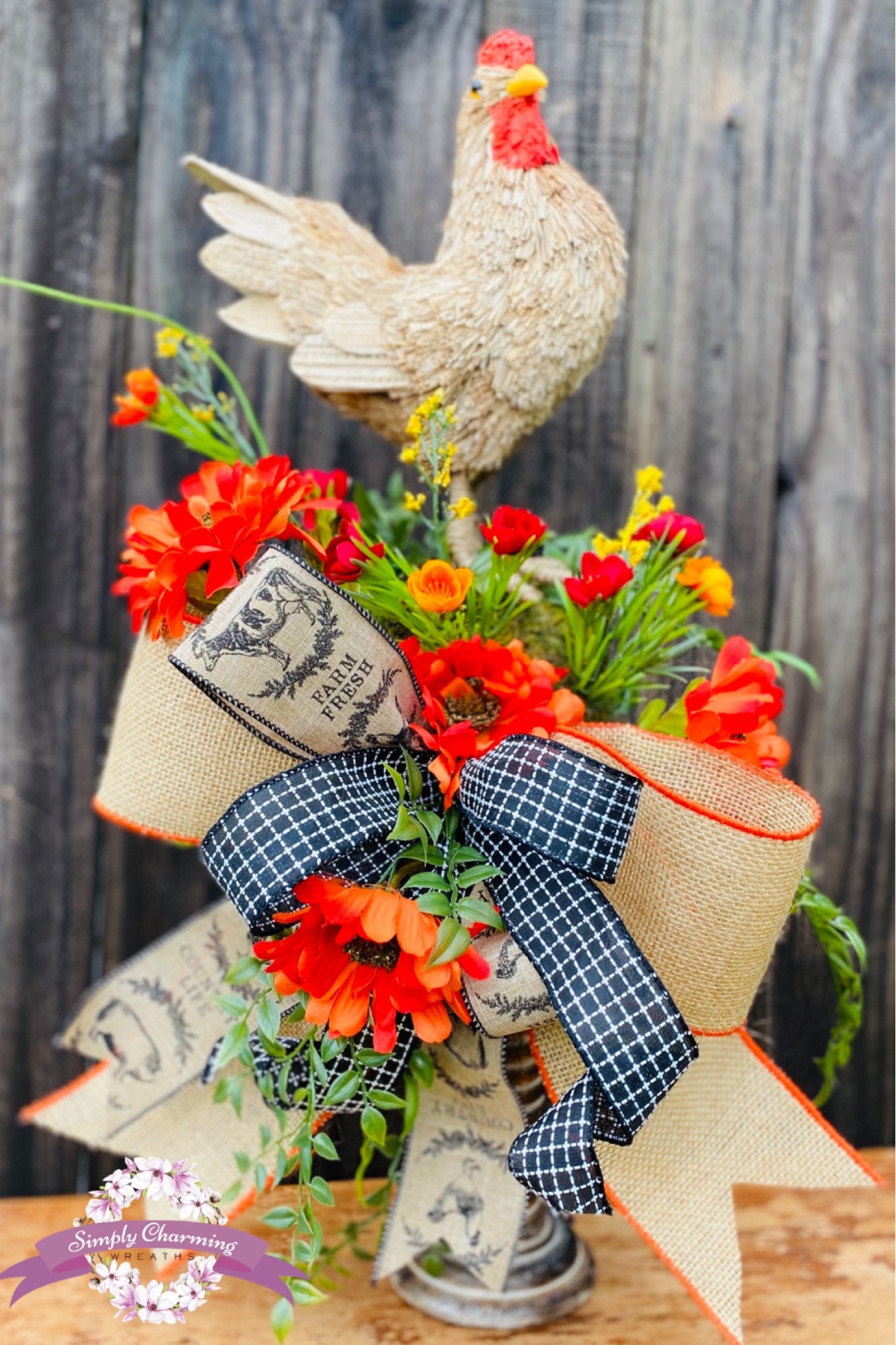 Chicken Centerpiece, Sunflower and Chicken Centerpiece, Farmhouse ...