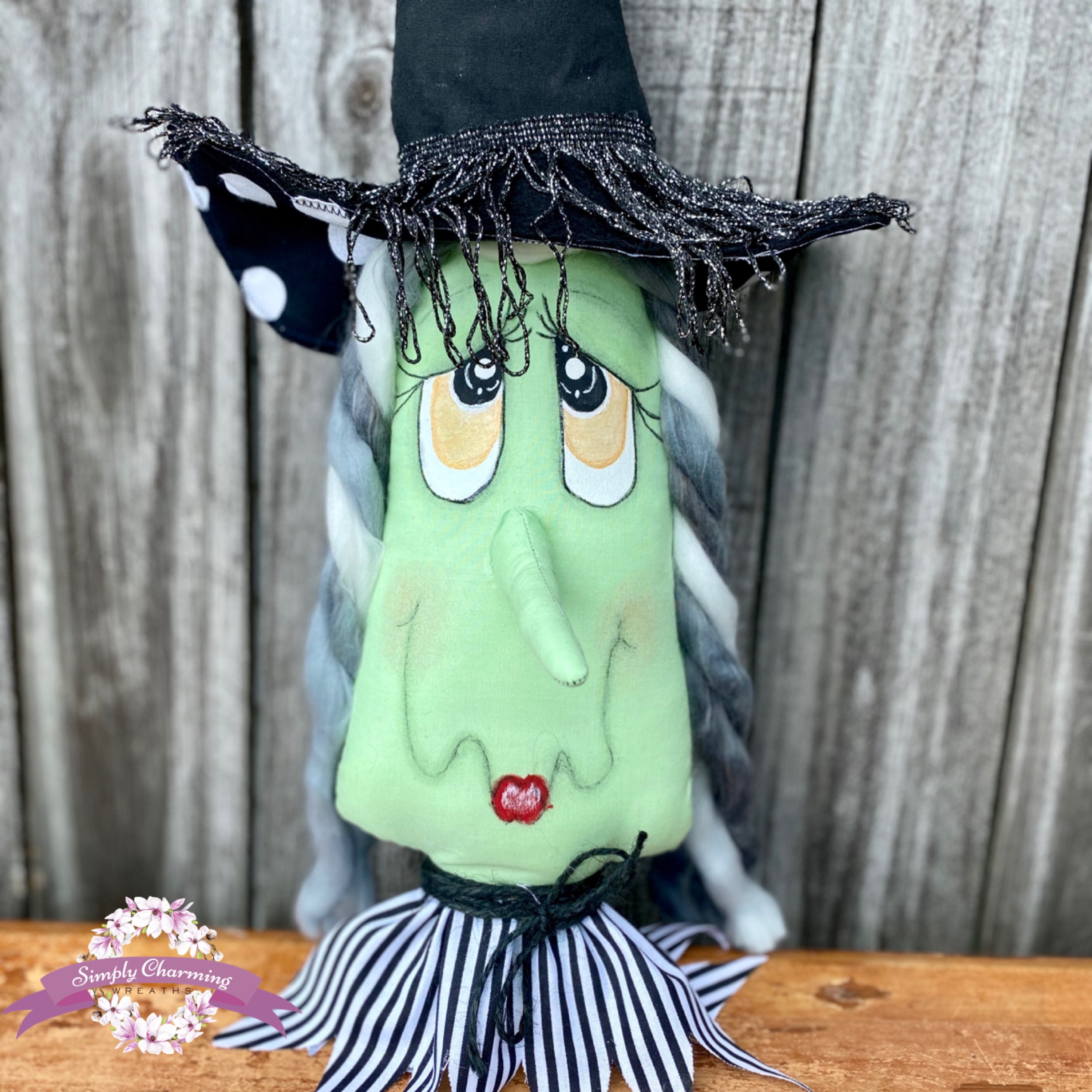 Witch Wreath Attachment, Green Witch, Halloween Wreath Attachment