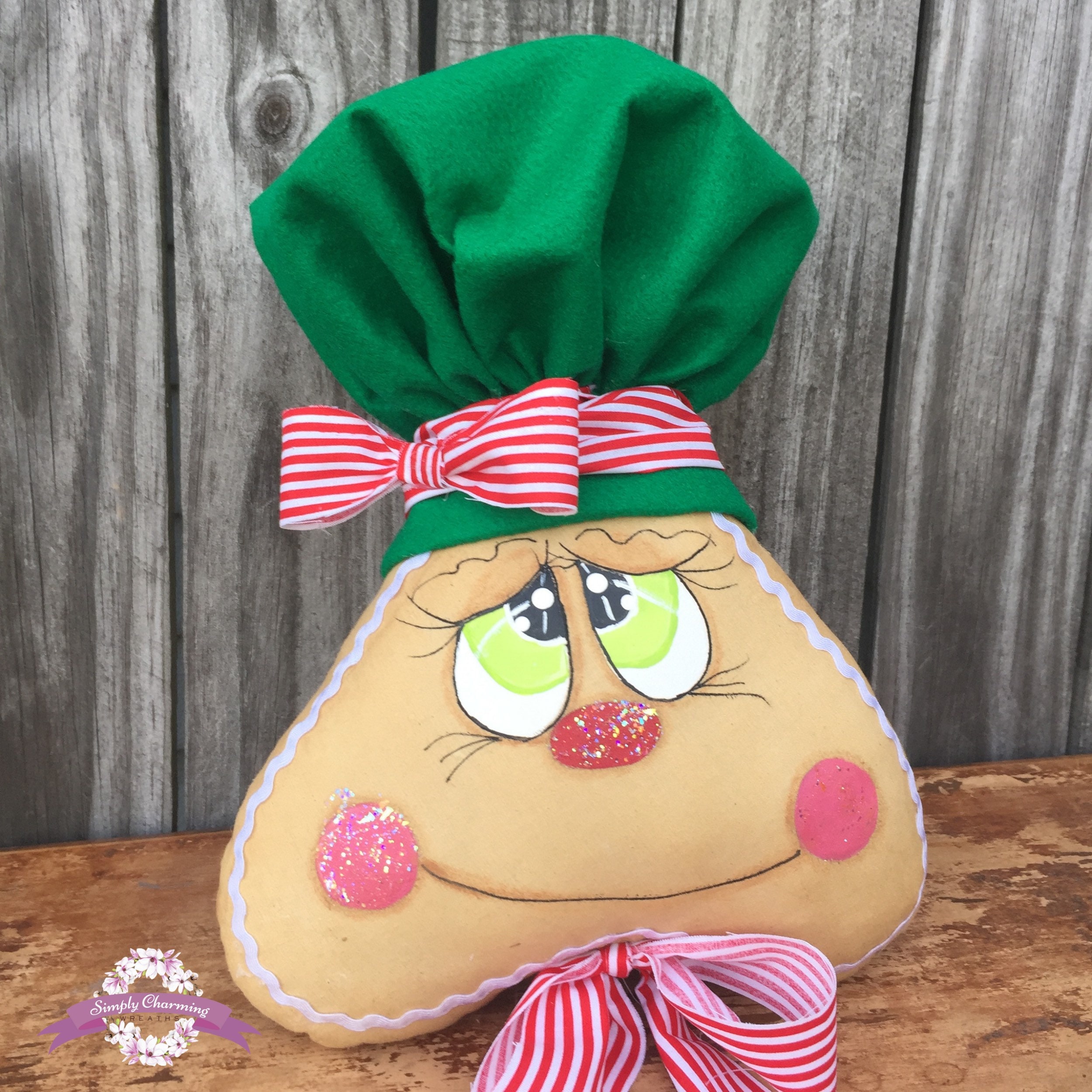 Gingerbread Wreath Attachment, Gingerbread Head for Wreath, Gingerbread ...