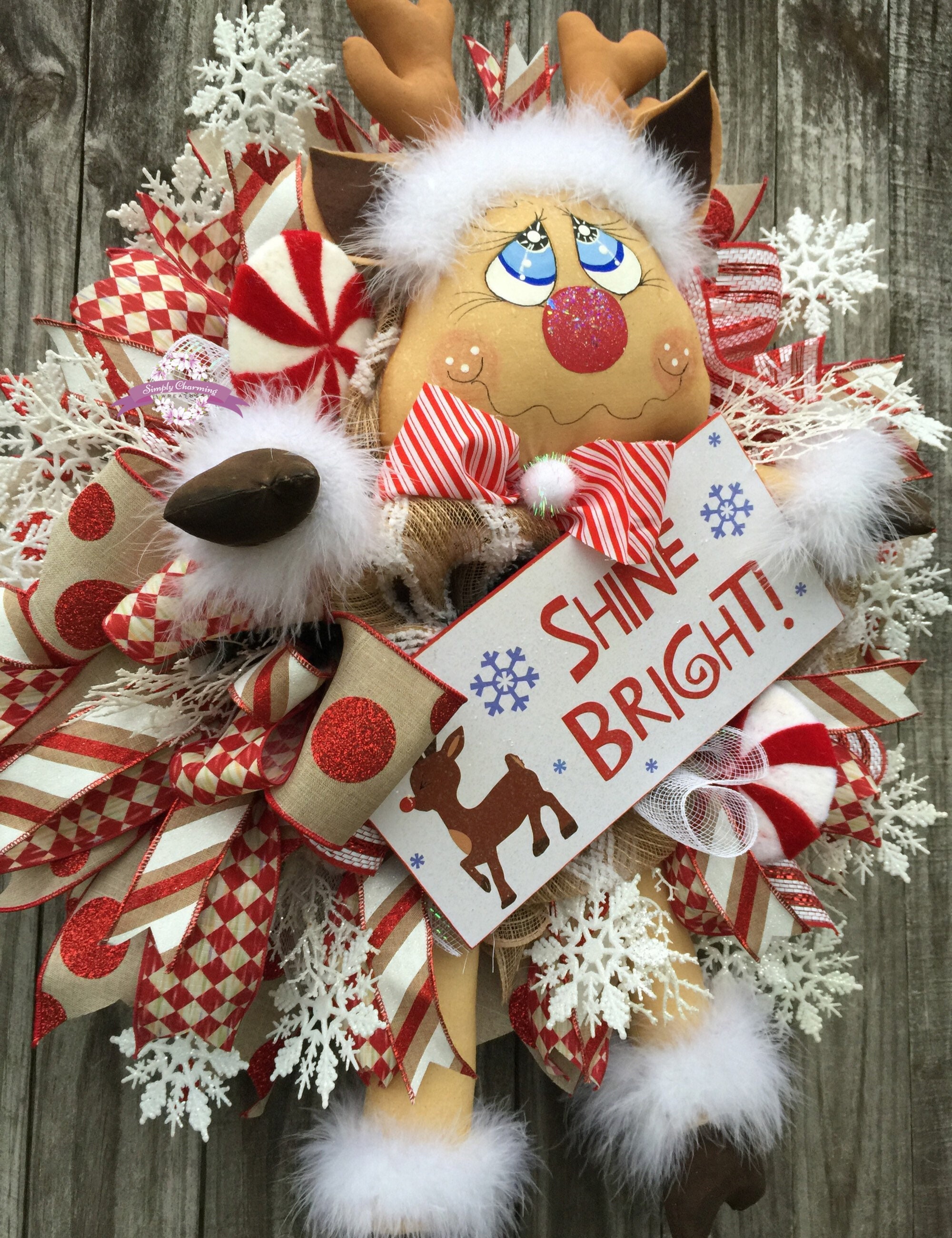 Reindeer Christmas Wreath, Christmas Wreaths, Holiday Wreath, Winter Wreath