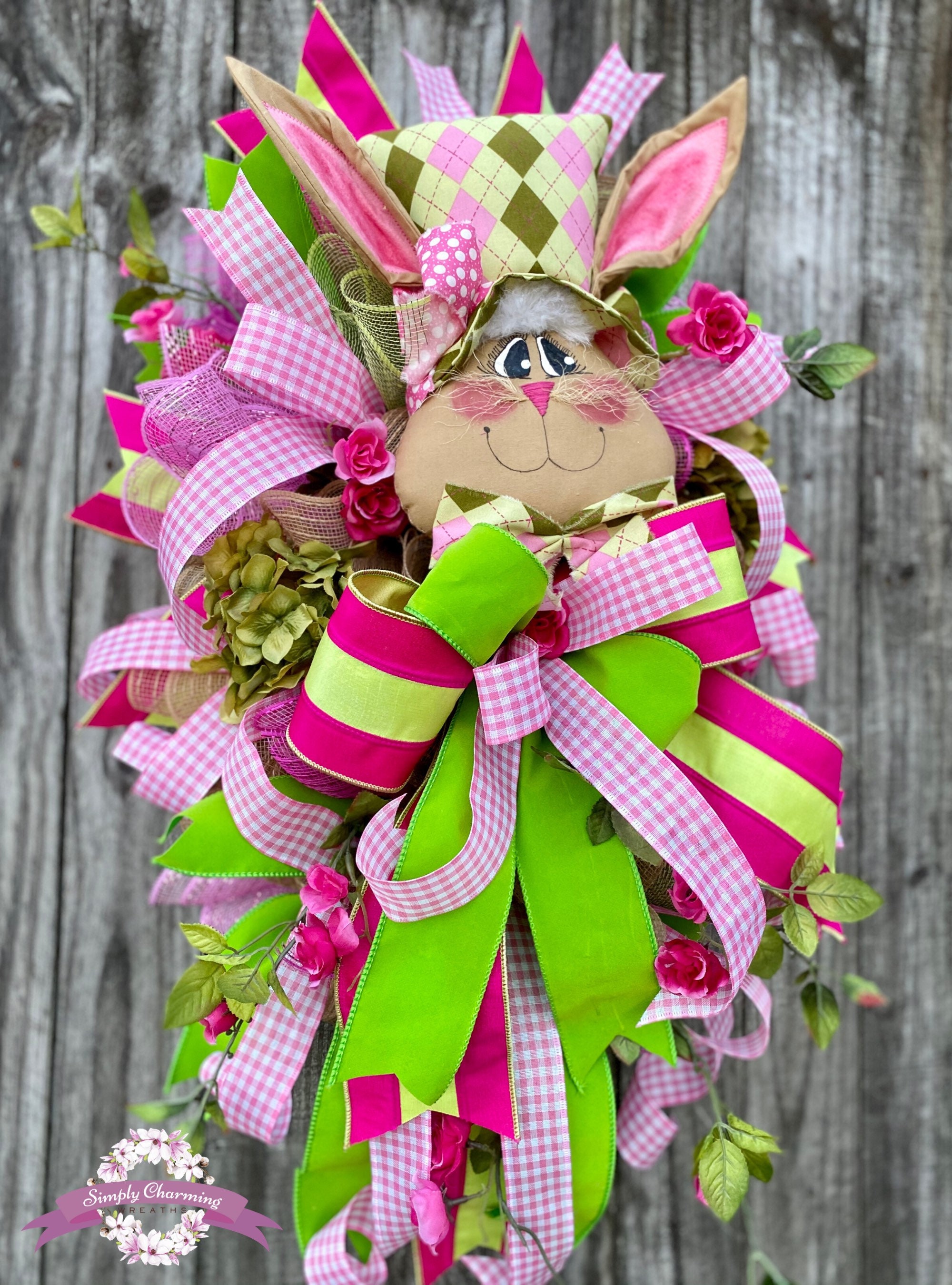 Easter Bunny Wreath, Spring Bunny Wreath, Easter Bunny Swag, Bunny Decor