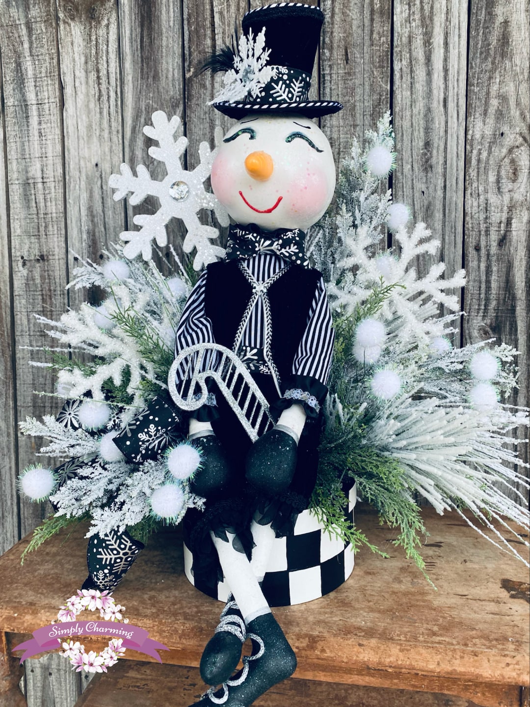 Christmas Snowman Centerpiece, Winter Snowman Arrangement, Christmas ...
