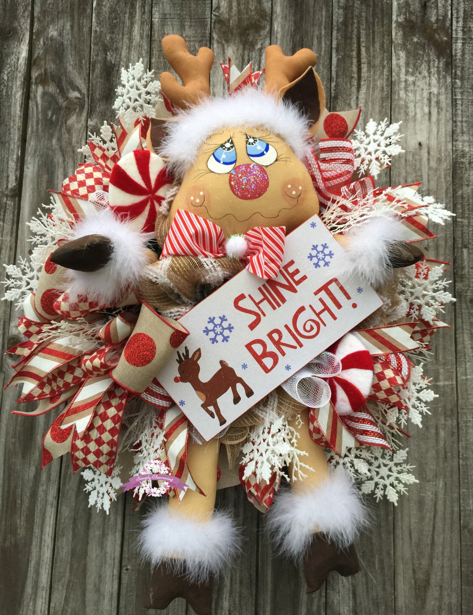 Reindeer Christmas Wreath, Christmas Wreaths, Holiday Wreath, Winter Wreath