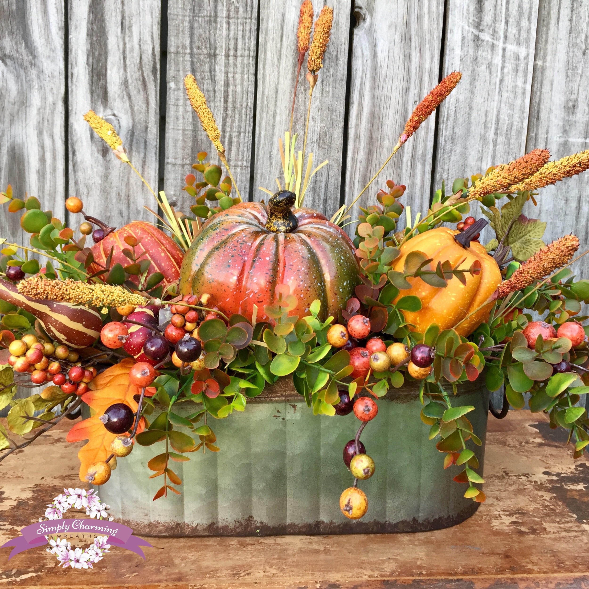 Fall Pumpkin Centerpiece, Fall Mantel Decor, Fall Table top Decor