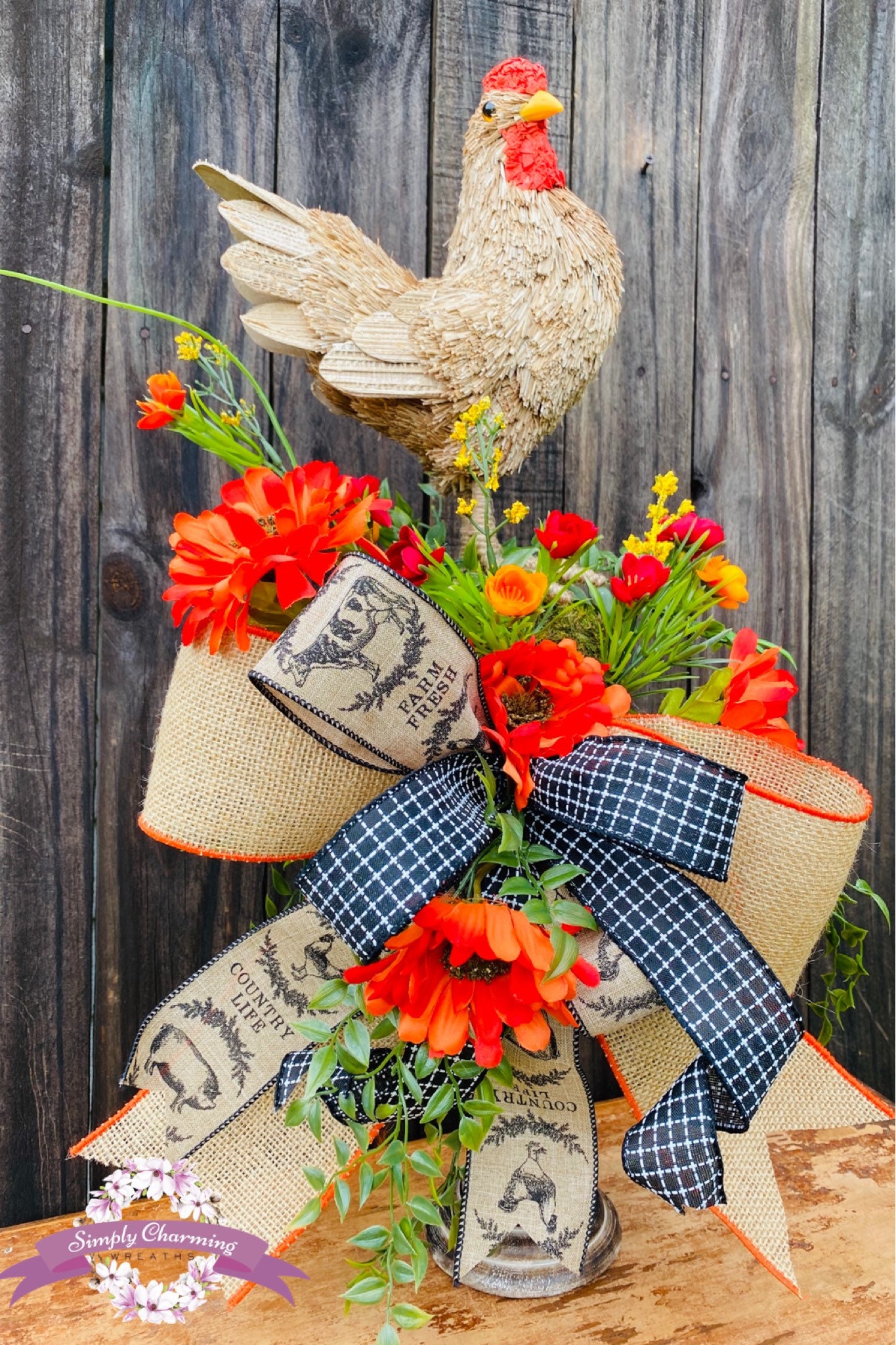 Chicken Centerpiece, Sunflower and Chicken Centerpiece, Farmhouse ...