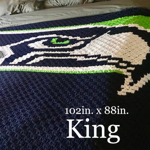 Pattern Seattle Seahawks Queen Blanket C2C Crochet Graph and - Etsy