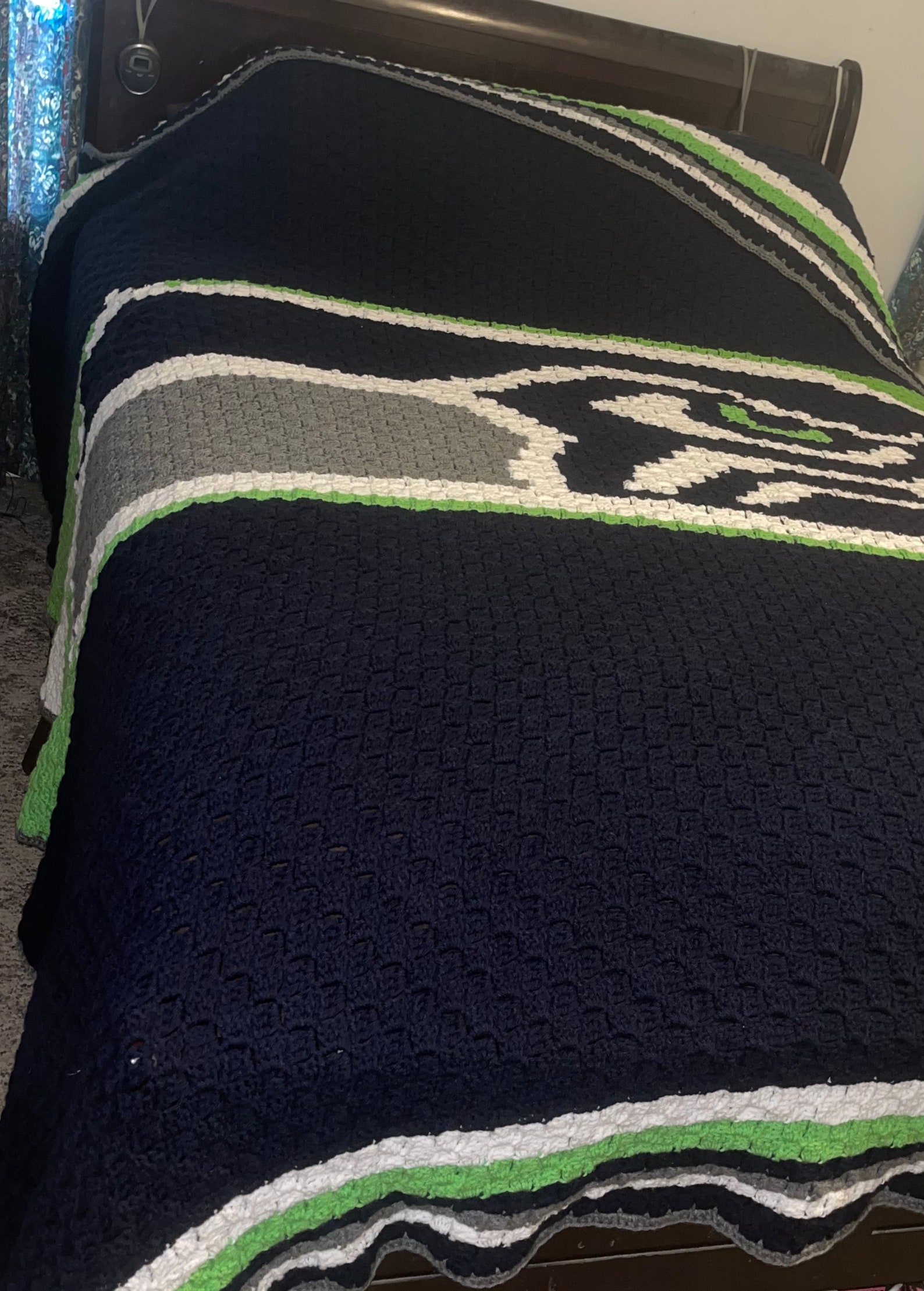 Pattern Seattle Seahawks Queen Blanket C2C Crochet Graph and - Etsy
