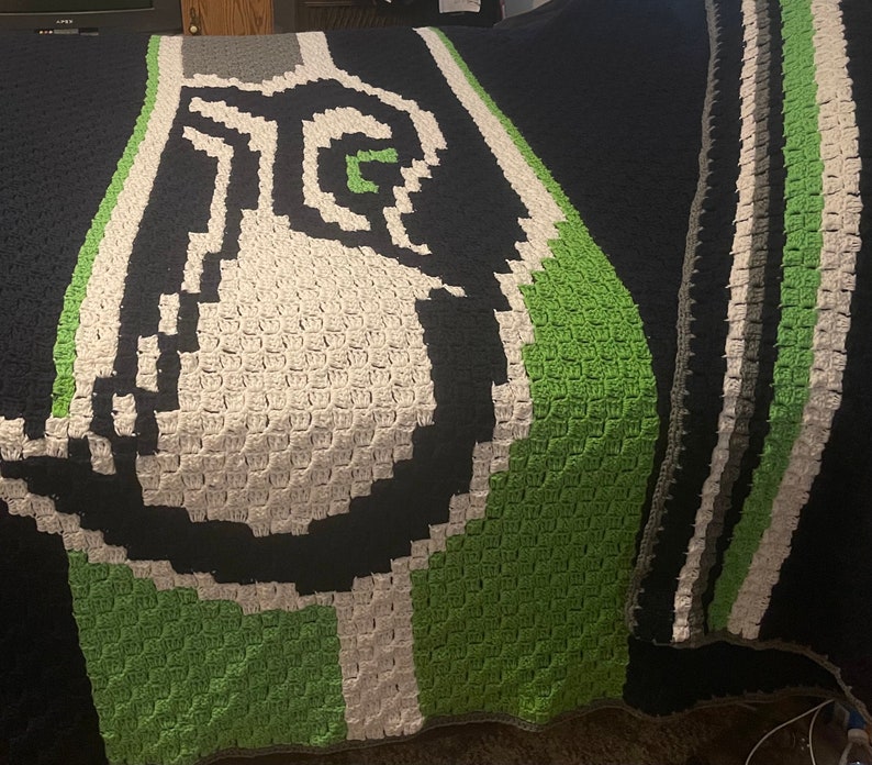 Pattern, Seattle Seahawks Queen Blanket C2C Crochet Graph and Written ...