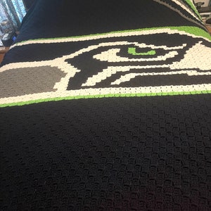 Pattern, Seattle Seahawks Queen Blanket C2C Crochet Graph and Written ...
