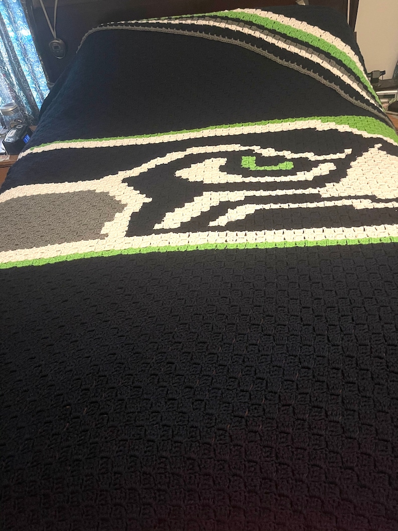 Pattern, Seattle Seahawks Queen Blanket C2C Crochet Graph and Written ...