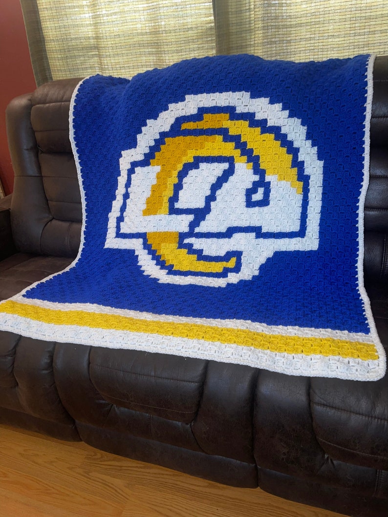 LA Rams Pattern,c2c Crochet Throw Blanket (graph & Written Instructions ...