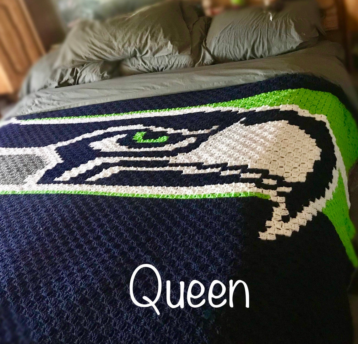 Pattern, Seattle Seahawks Queen Blanket C2C Crochet Graph and Written ...