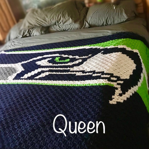 Pattern Seattle Seahawks Queen Blanket C2C Crochet Graph and - Etsy