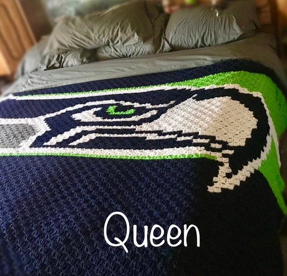 Pattern Seattle Seahawks Queen Blanket C2C Crochet Graph and - Etsy