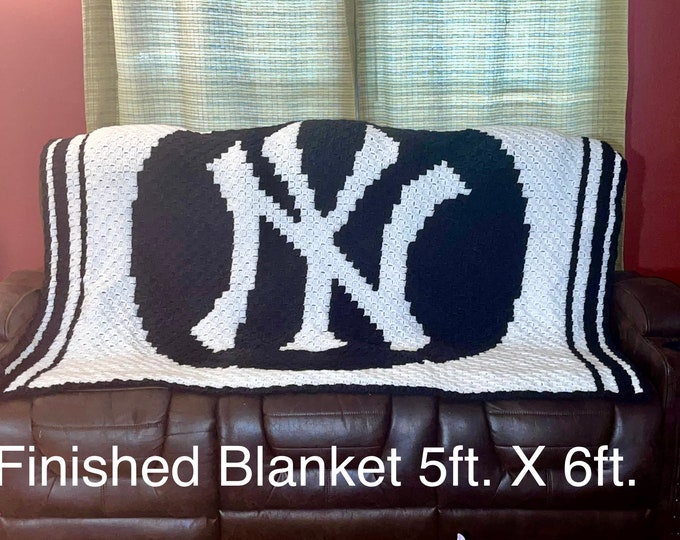 Handmade Crochet Blanket Yankees Pinstripe Twin Size - Etsy
