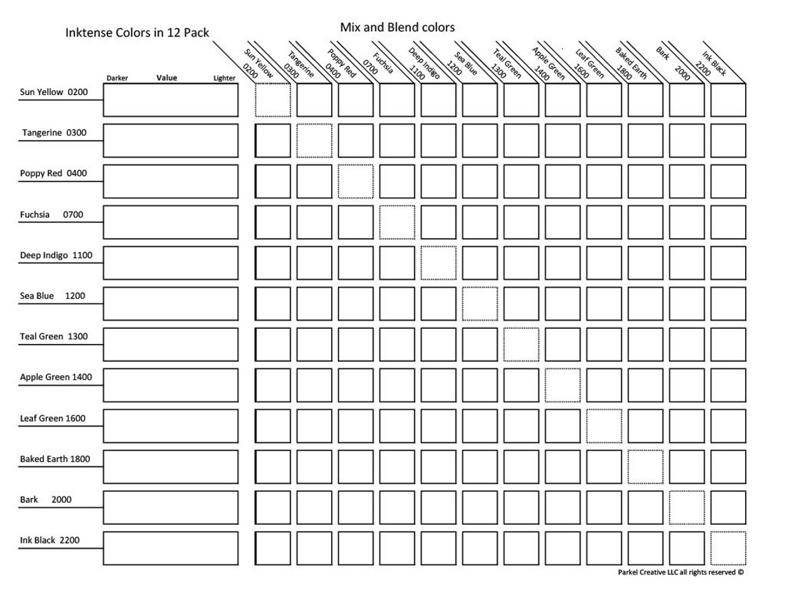Color Chart for Inktense Pencils - Etsy
