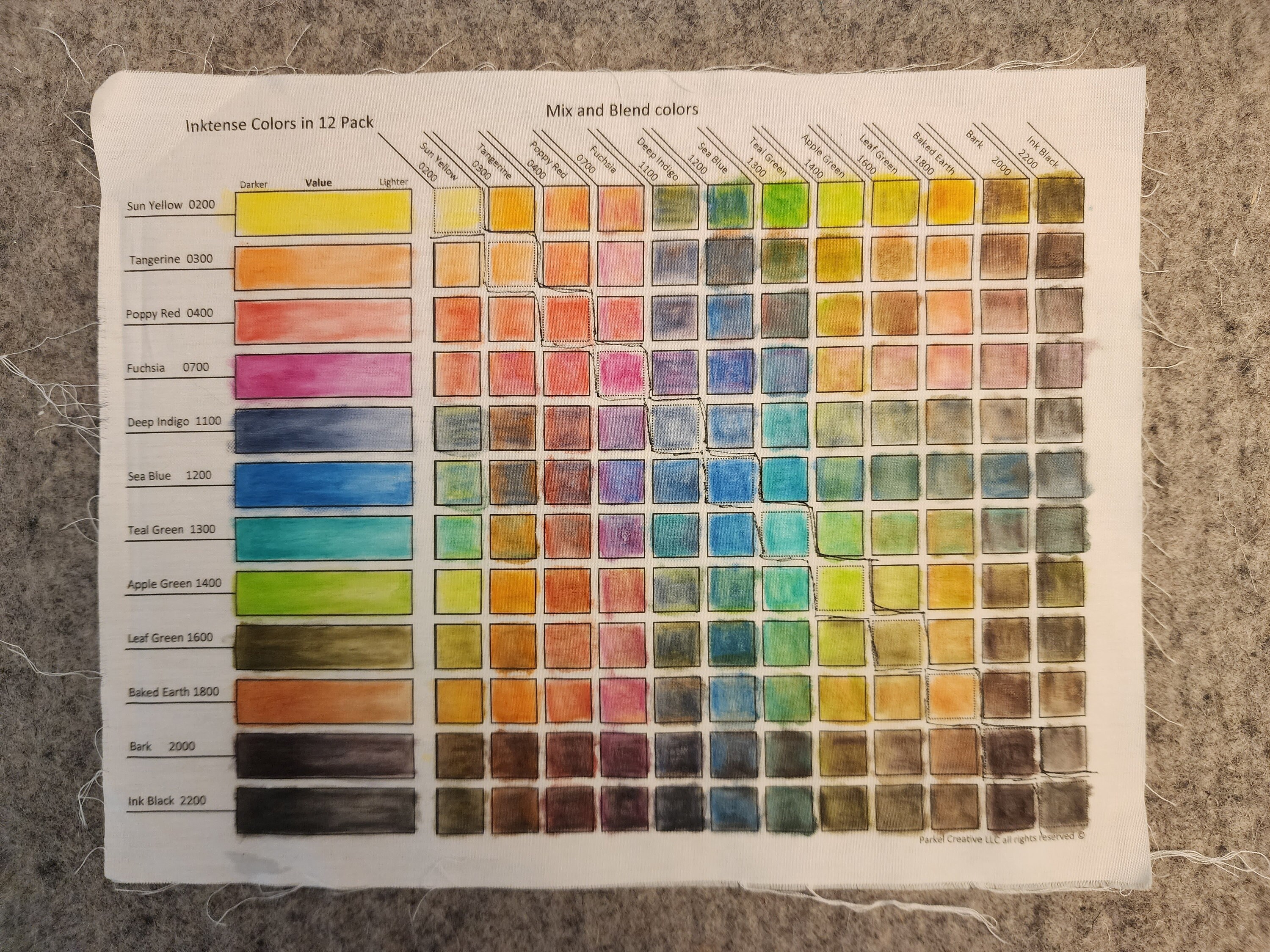 Color Chart for Inktense Pencils - Etsy