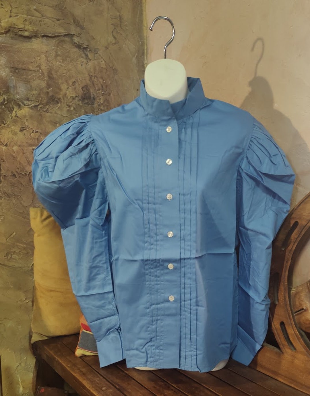 Old West Light Blue Ladies Pleated Blouse - Etsy