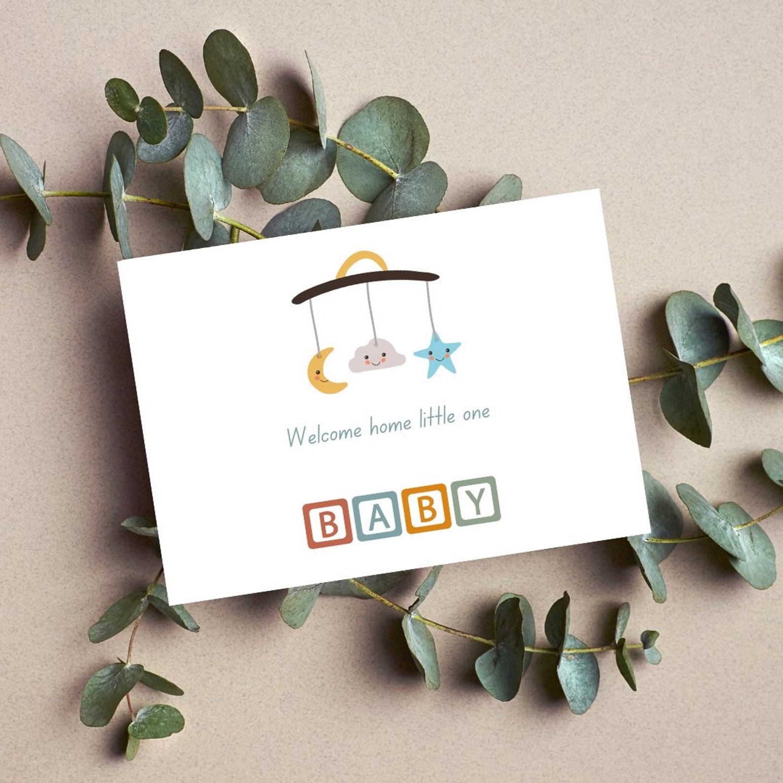 Printable Welcome Baby Card, Baby, Greeting Card, Digital Download ...
